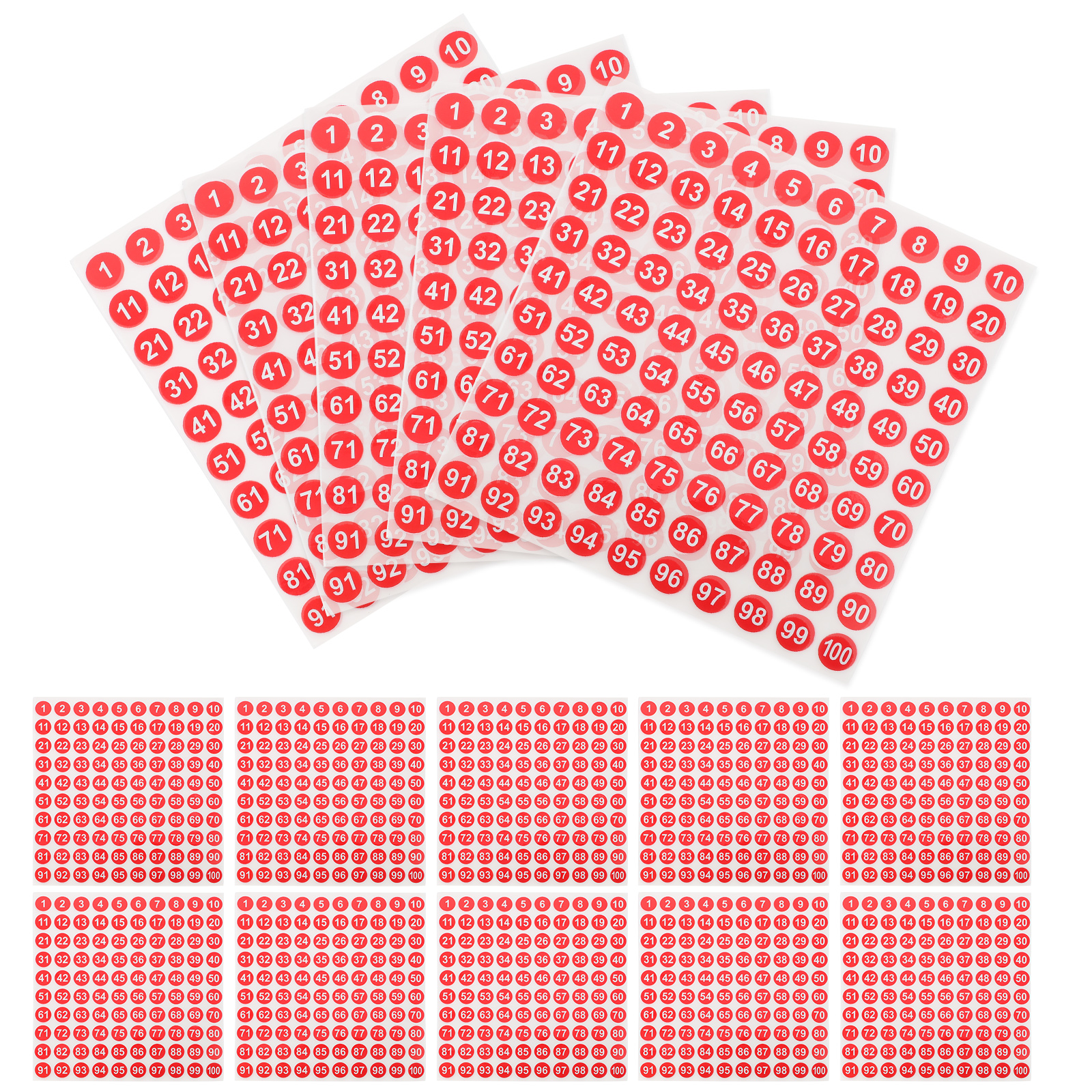 unbranded 100 Sheets Number Sticky Labels Round Stickers Office ...