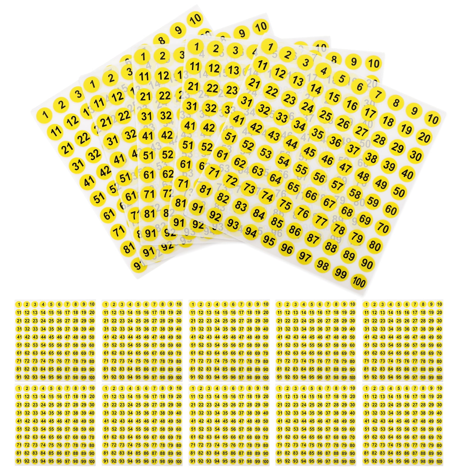 unbranded 100 Sheets Self-adhesive Number Stickers Storage Labels Year ...