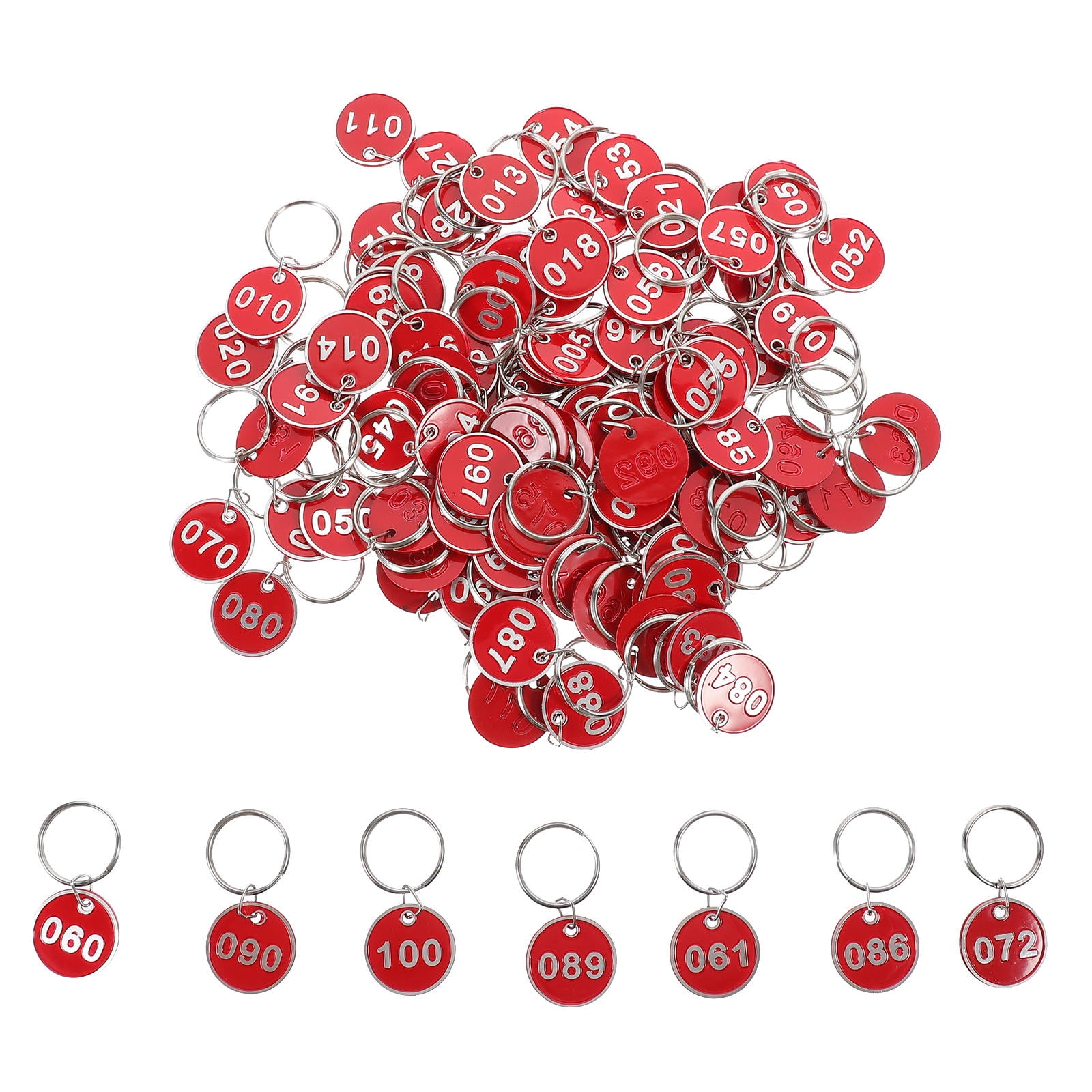 TEHAUX 100Pcs Red Metal Key Tags Numbered Storage Tags for Sauna Locker ...