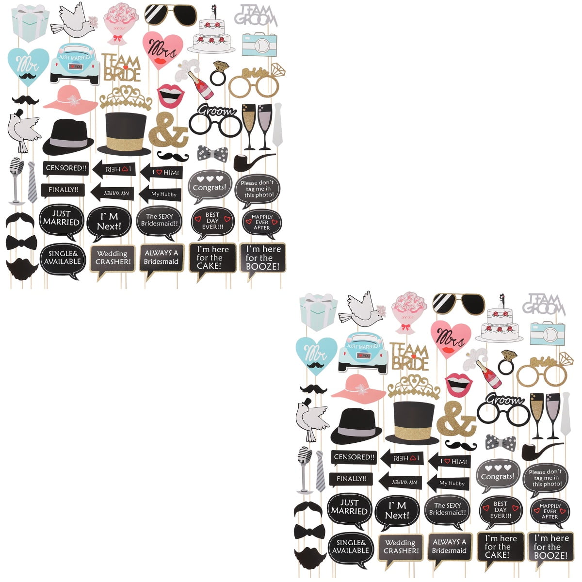 unbranded 106 pcs Wedding Party Photobooth Props Beard Decorations ...