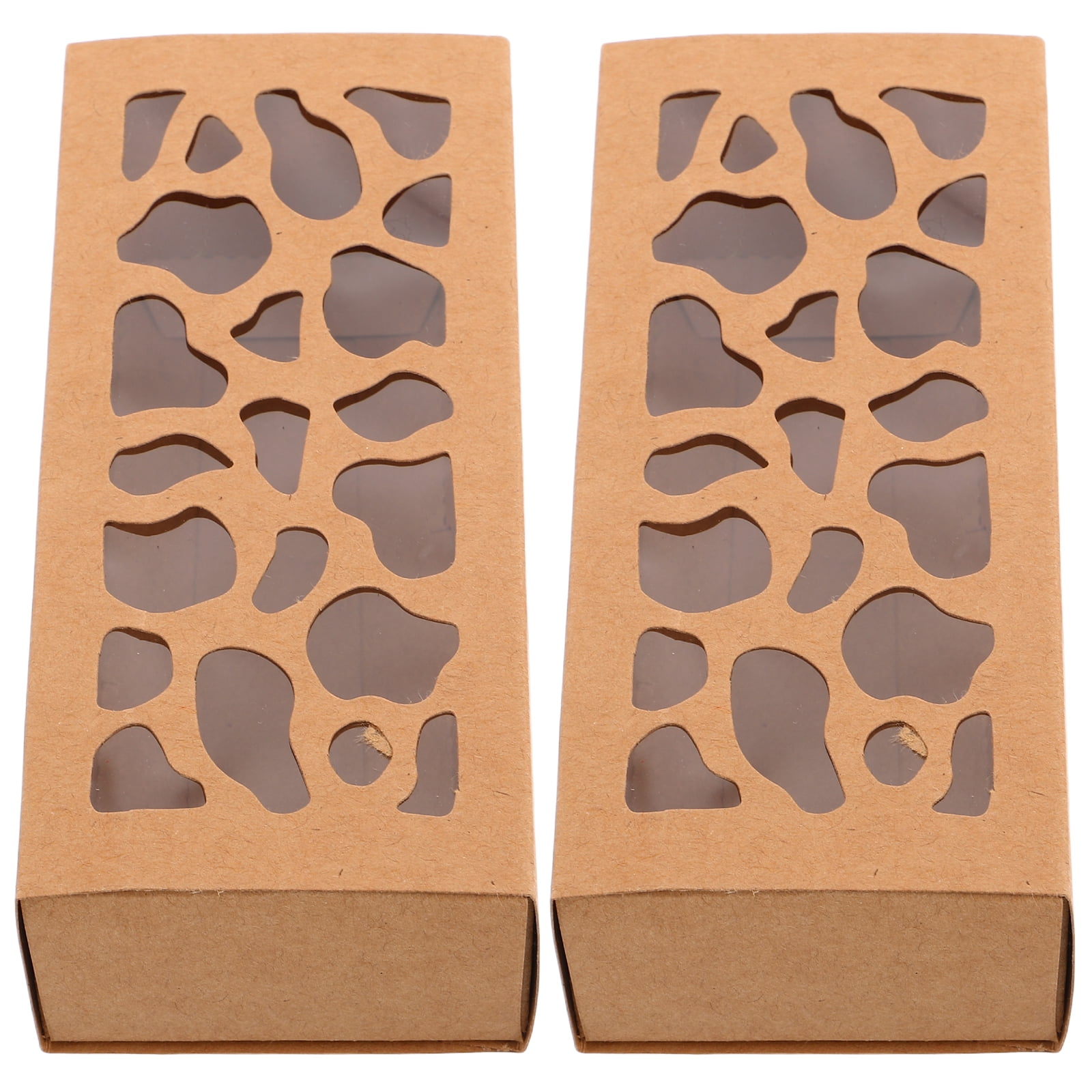 Brown Paper Macaron Boxes with Elegant Cutout Design for Storage and ...