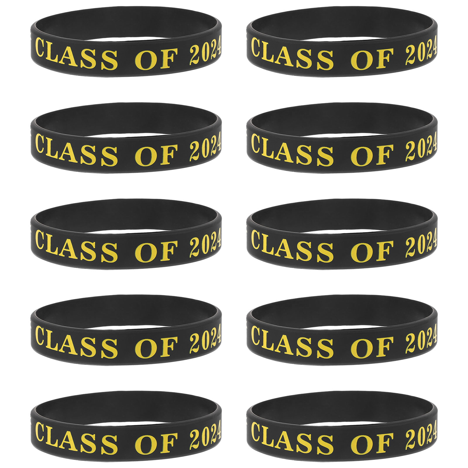 unbranded 10Pcs Graduation Season Wrist Bands in Black Silicone for ...