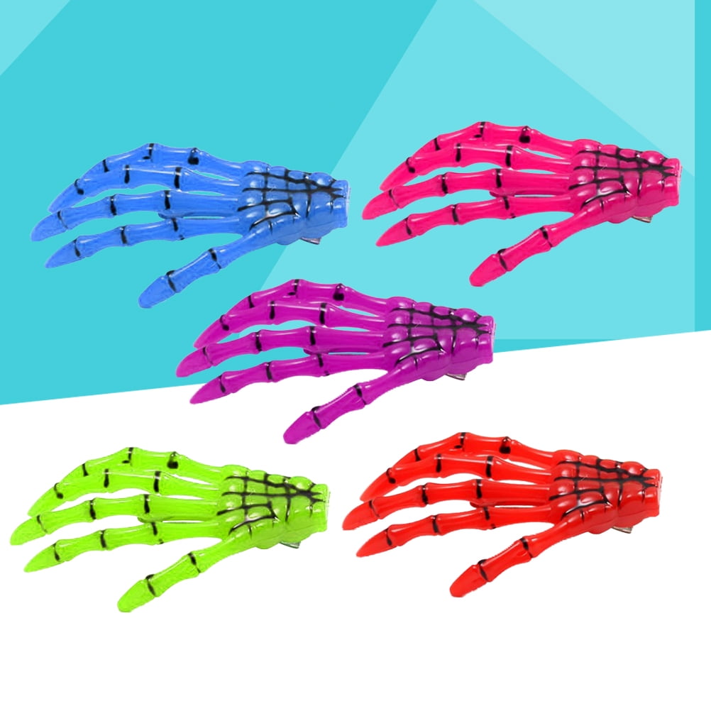 unbranded 10Set Hair Clips Skeleton Hand Plastic Assorted Color 7.5cm x ...