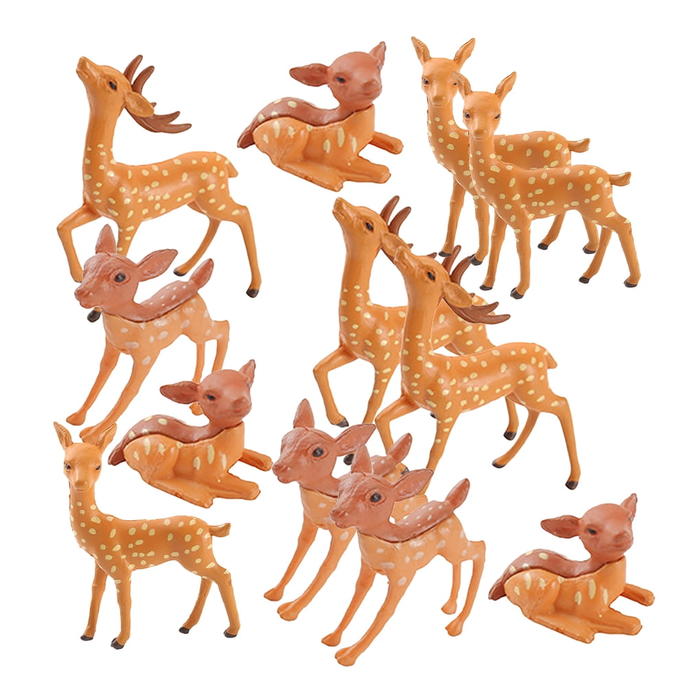 unbranded 12 Pcs Farm Animal Figurines Moss Decor Miniature Deer Statue ...