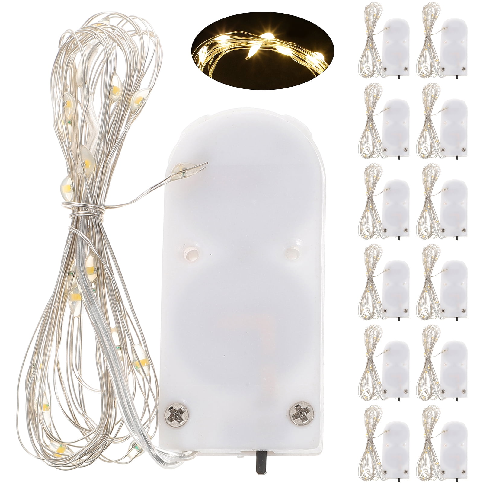 unbranded 12 Pcs LED Copper Wire Light String Button Battery Lights ...