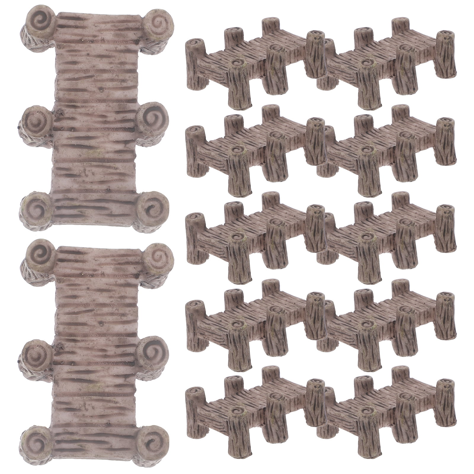 12pcs Miniature Bridge Decor Pillar for Garden Bridge Scene Resin Brown ...
