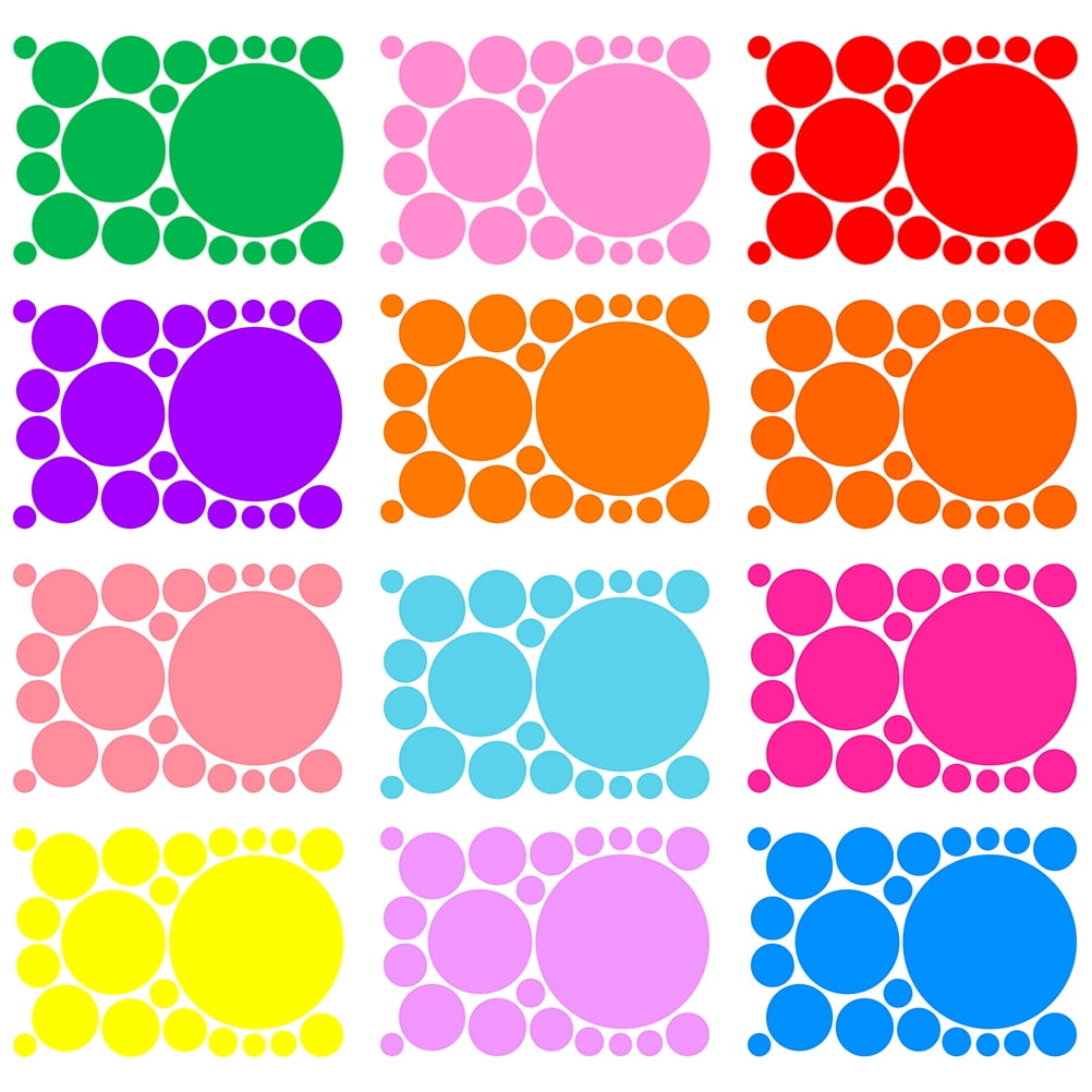Kids Room Wall Decor with Assorted Color Circle Wall Decals for Bedroom ...