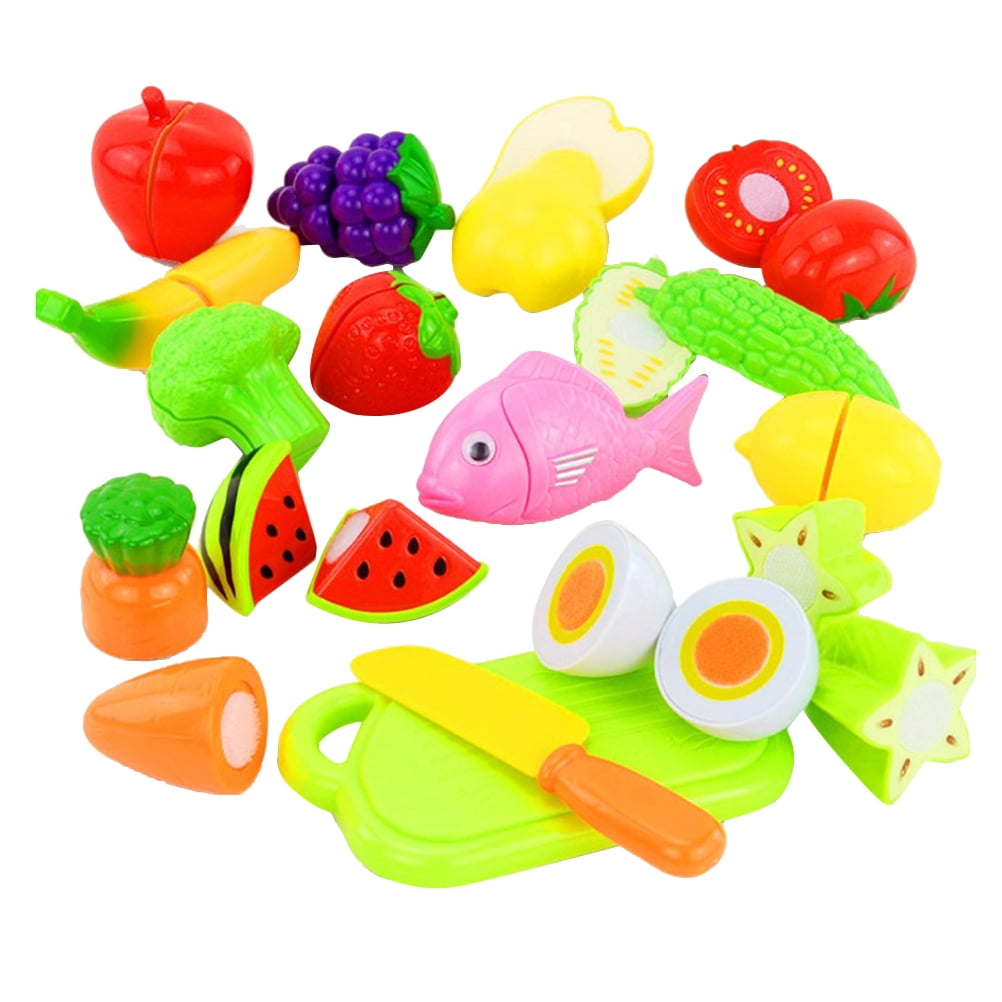 unbranded 16 Pcs Birthday Toy Food Set Realistic Cutting Fruits and ...