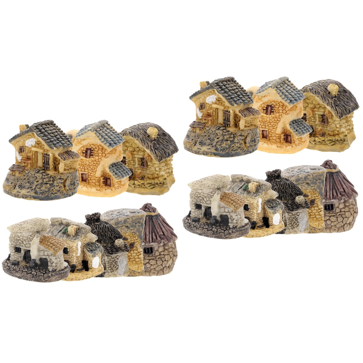 unbranded 16 Pcs Miniature Resin House Resin Tiny House Ornament ...