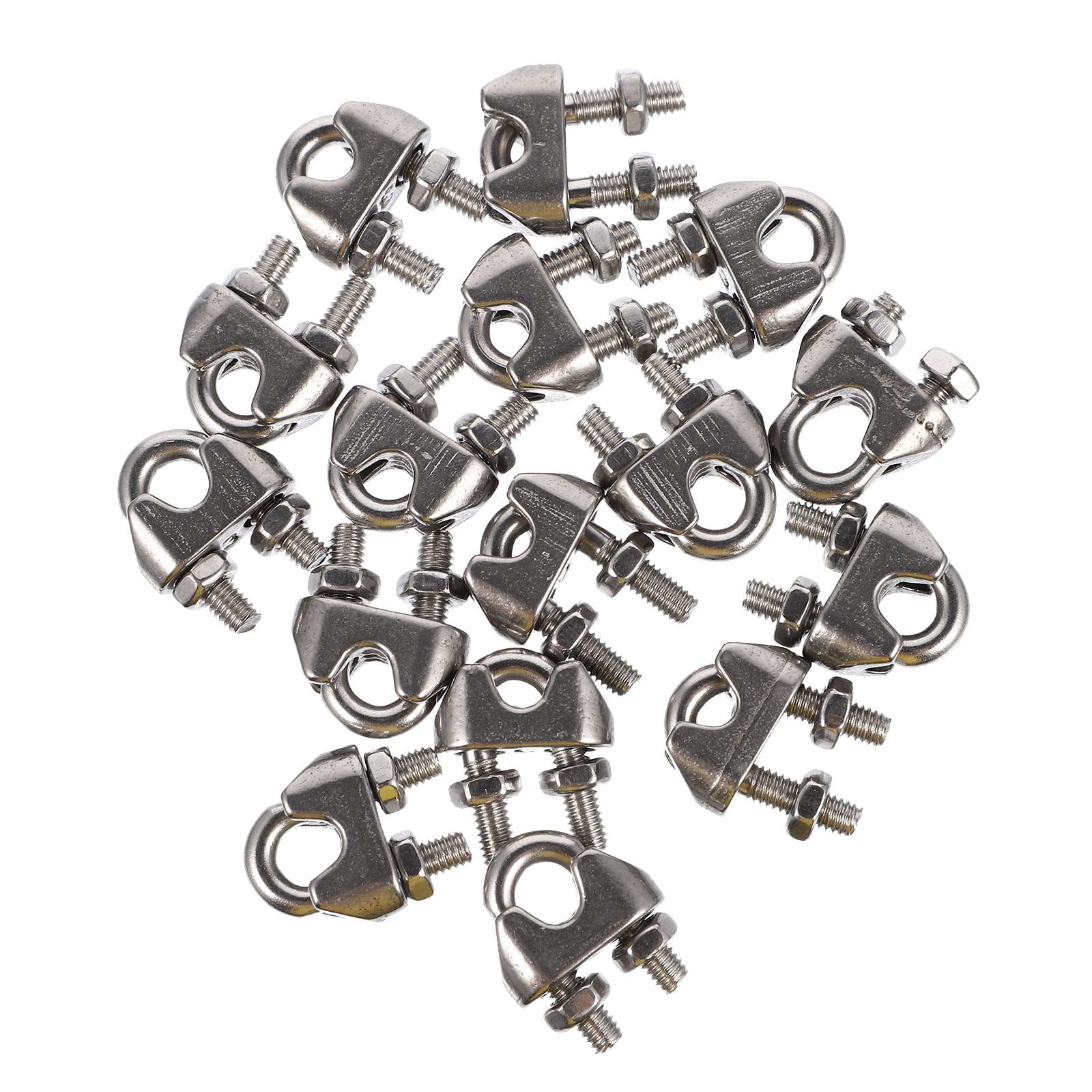 unbranded 16 Pcs Wire Rope Chuck Hooks Cables Galvanized Bolts Silver ...