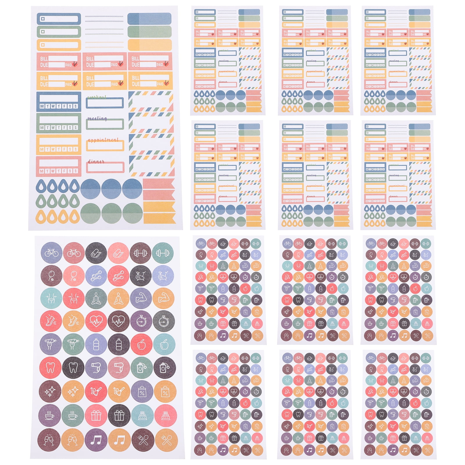 unbranded 16 Sheets Fitness Plan Stickers Journal Junk Transparent for ...