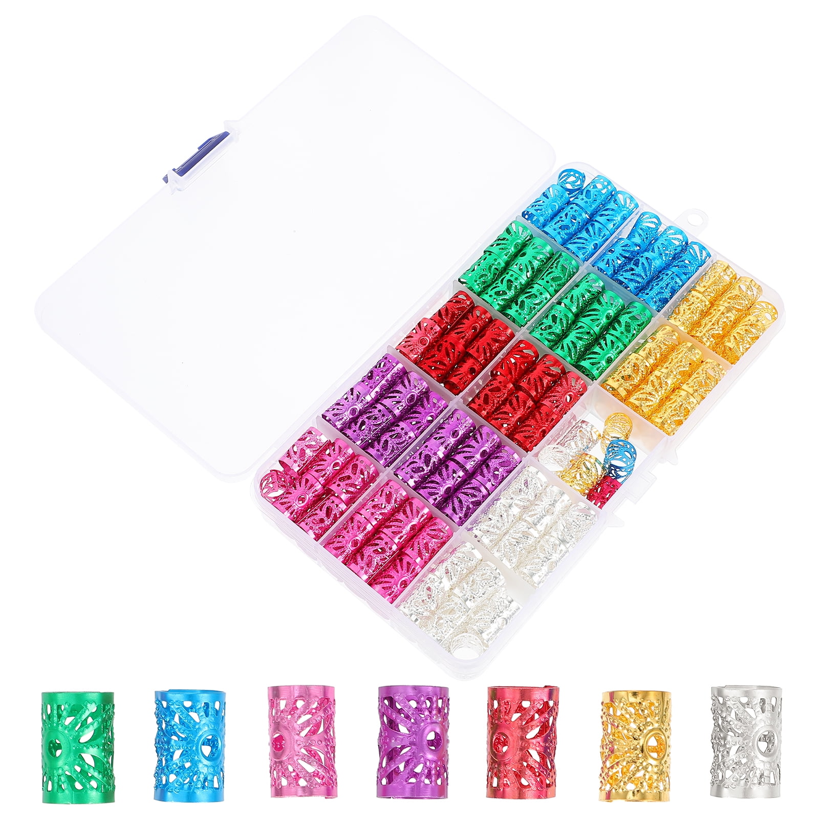 unbranded 170 Pcs Dreadlocks Braiding Rings Jewelry Aluminum Hair Cuffs ...