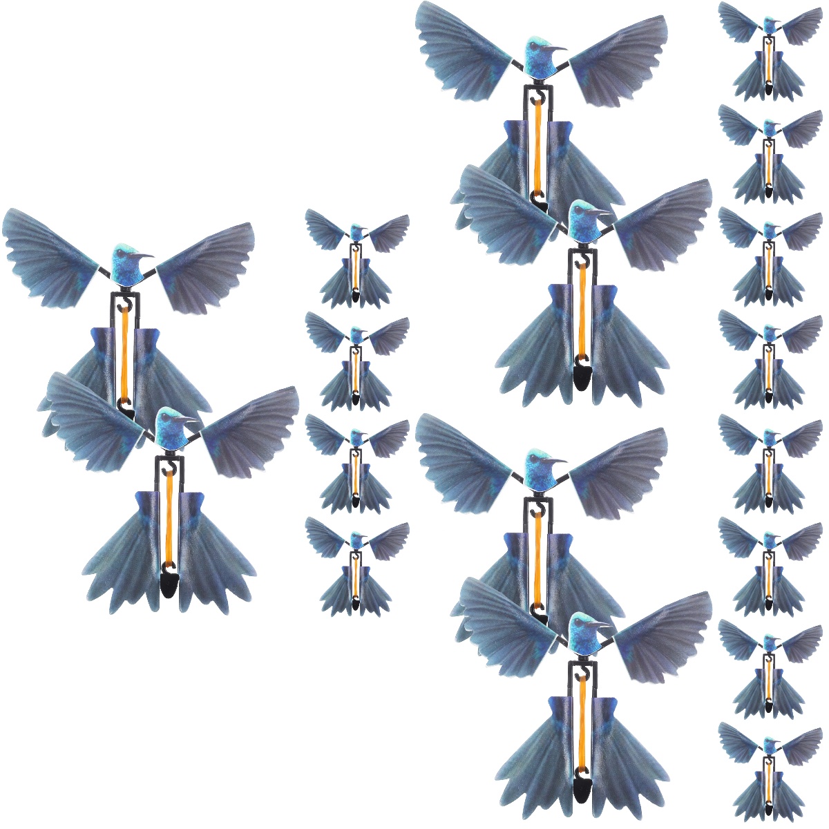 18 Pcs Wind Up Flying Hummingbird Funny Rubber Band Powered Flying Toys ...