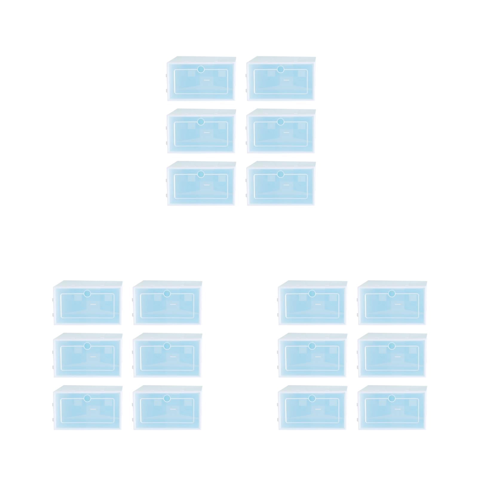 unbranded 18 pcs Transparent Blue Shoe Box Stackable Foldable Storage ...