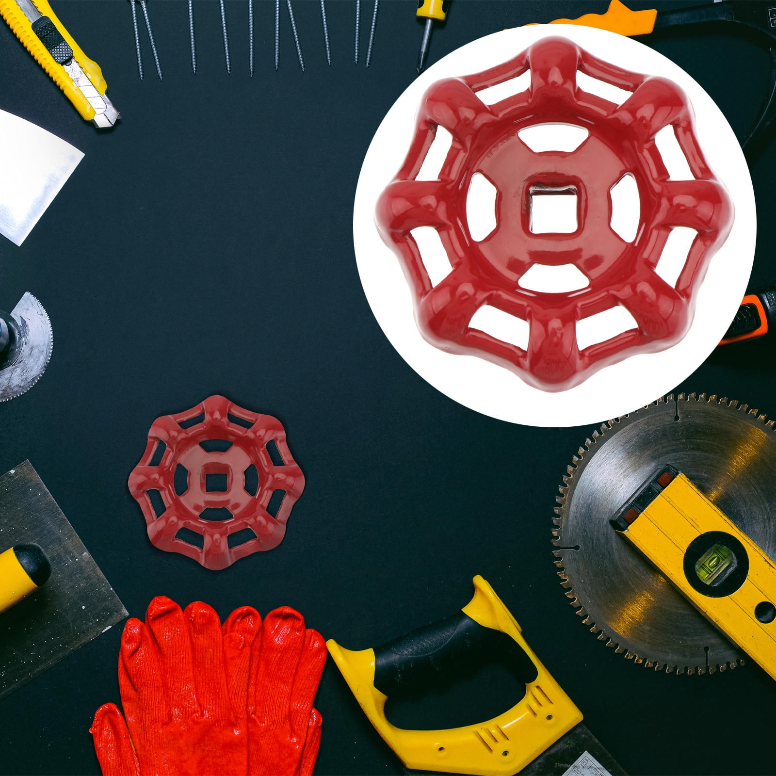 TEHAUX Red Cast Iron Gate Valve Wheel Handle for Outdoor Water Valve ...