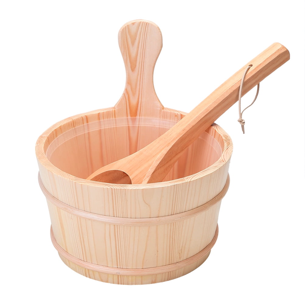 unbranded 1Set Wooden Durable Barrel Spoon Simple Bathing Bucket Spoon ...