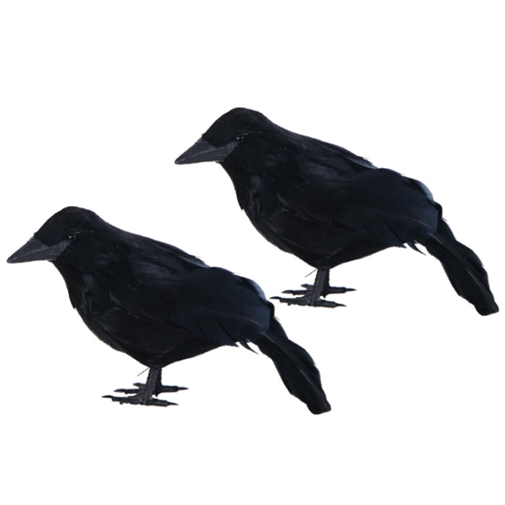 unbranded 2 Pcs Cauldron Fake Crows Halloween Crow Model 15X5X9CM Black ...
