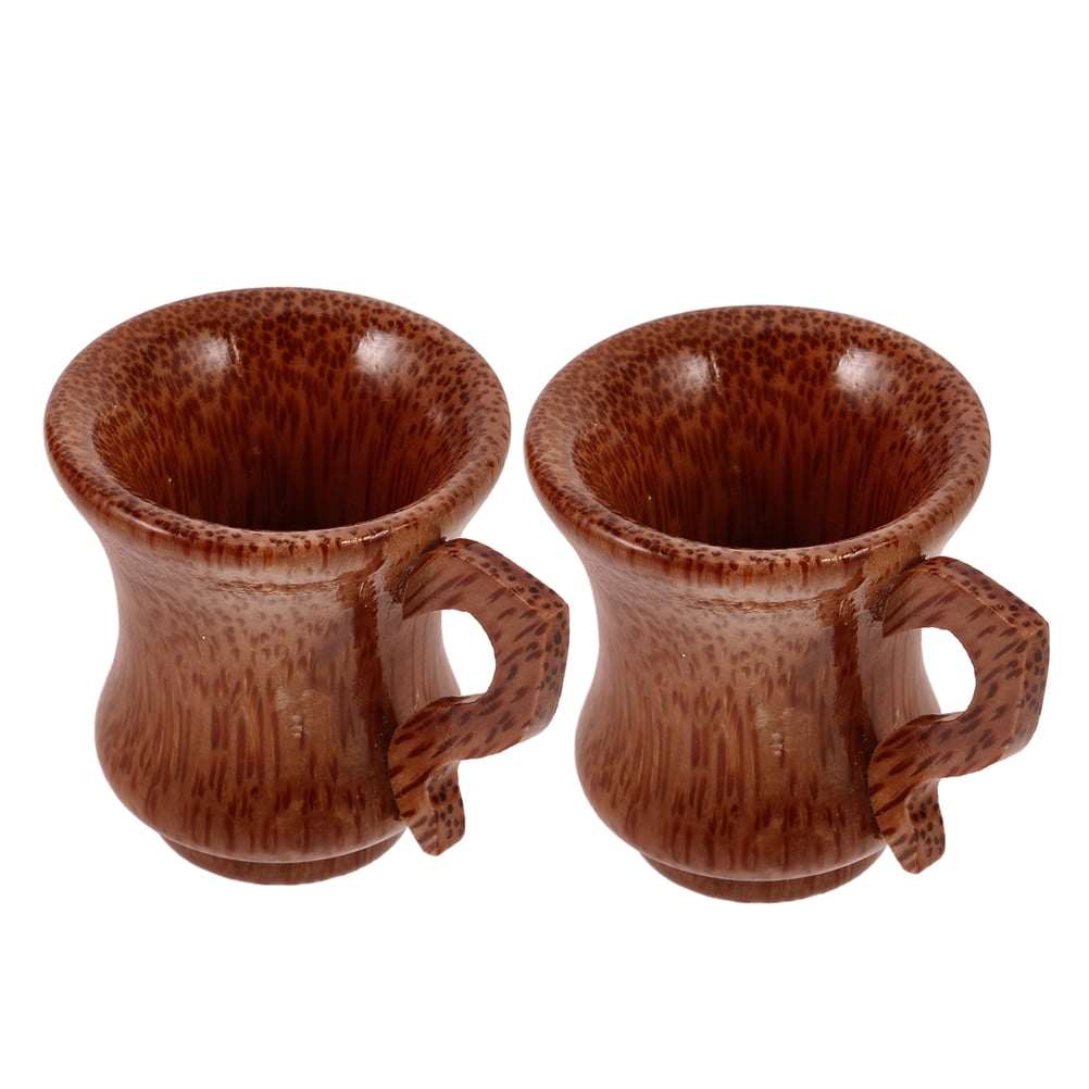 unbranded 2 Pcs Coconut Wood Wine Glass Cup Multipurpose Glassware ...