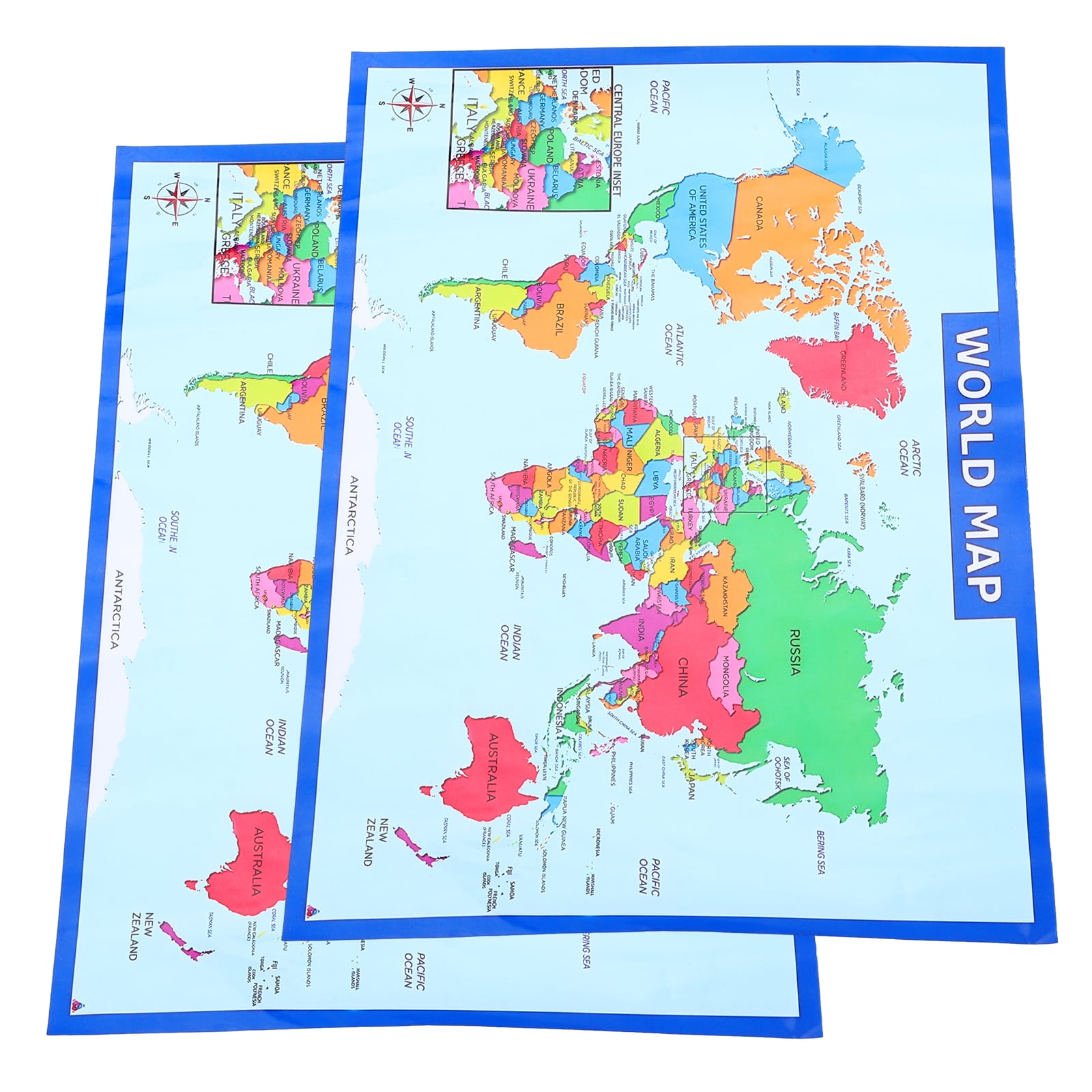 unbranded 2 Pcs Large World Map Poster for Wall Educational Toys Decals ...
