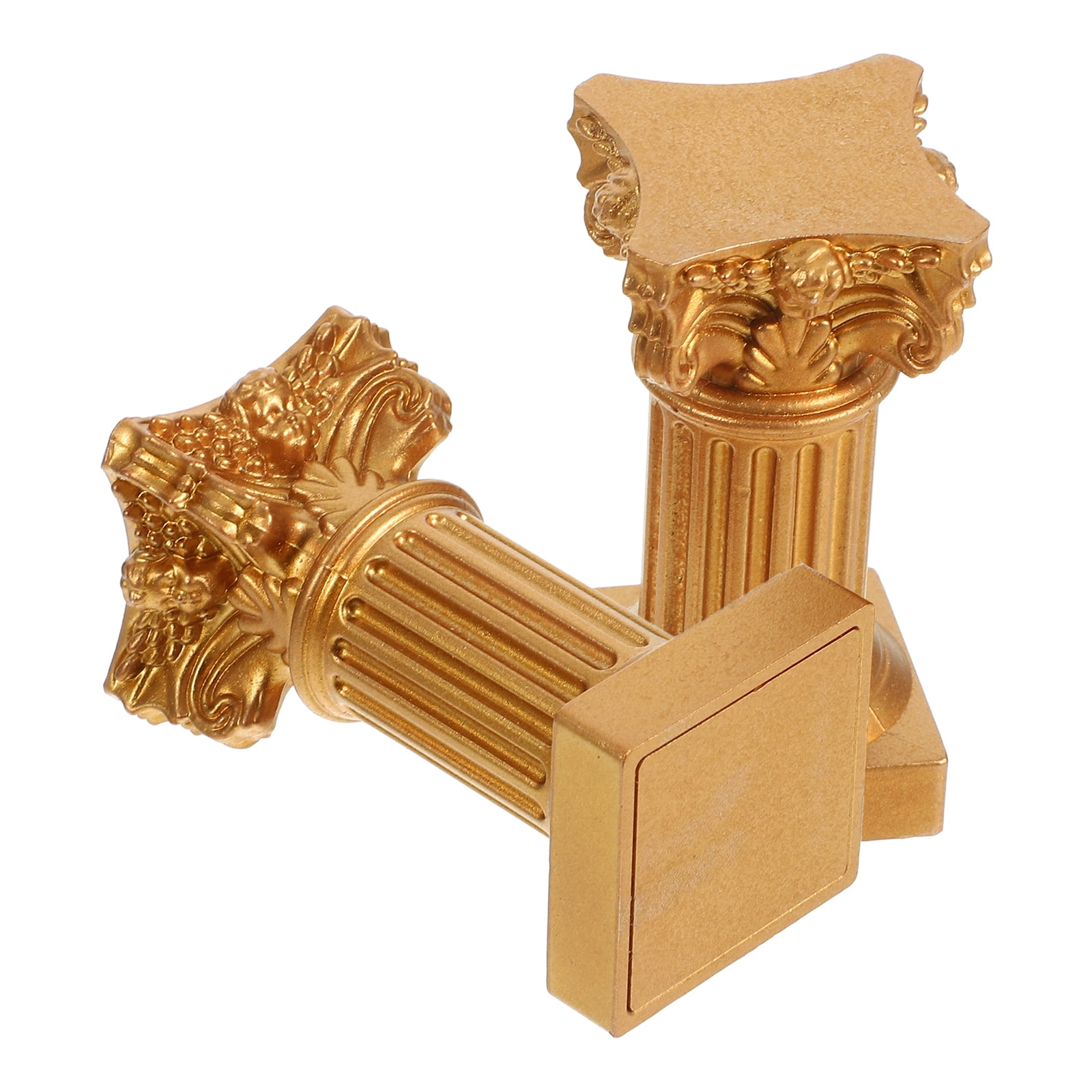 KALLORY Mantle Decorations Roman Pillar Statue Golden Metal 2Pcs ...