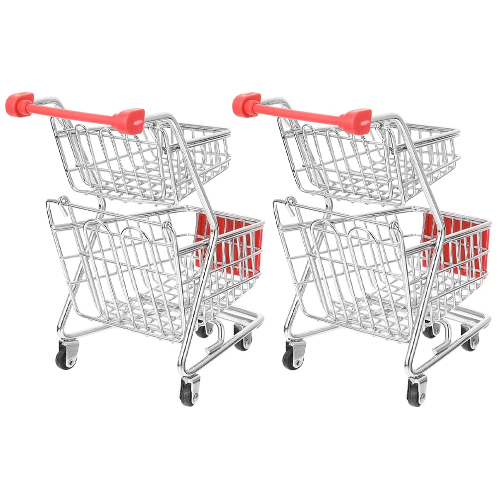 unbranded 2 Pcs Small Shopping Cart Models Mini Supermarket Wagon ...