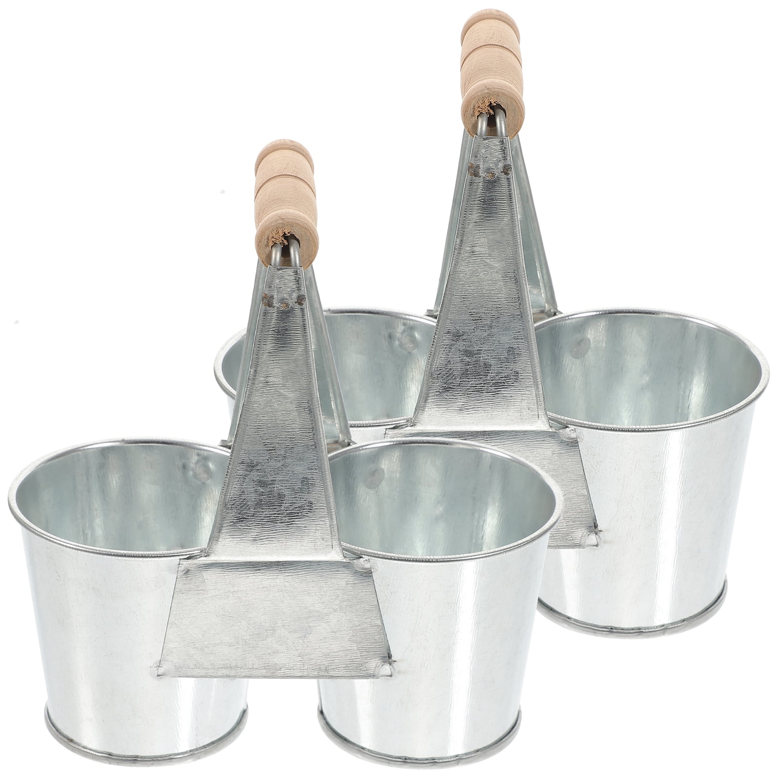 unbranded 2 Pcs Tree Planter Outdoor Flower Pots Double Barrel Tin ...