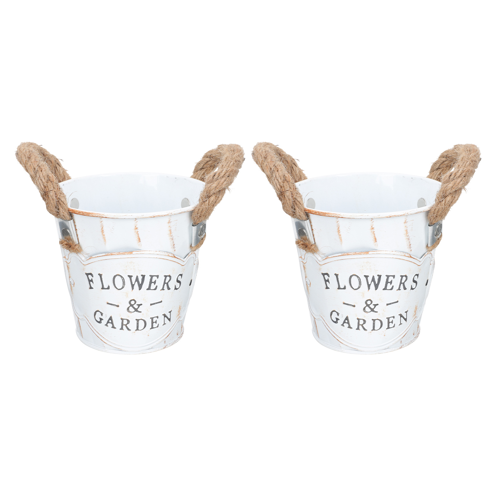 2Pcs Multifunctional Plant Pots Vintage Style Iron Bucket for Flowers ...