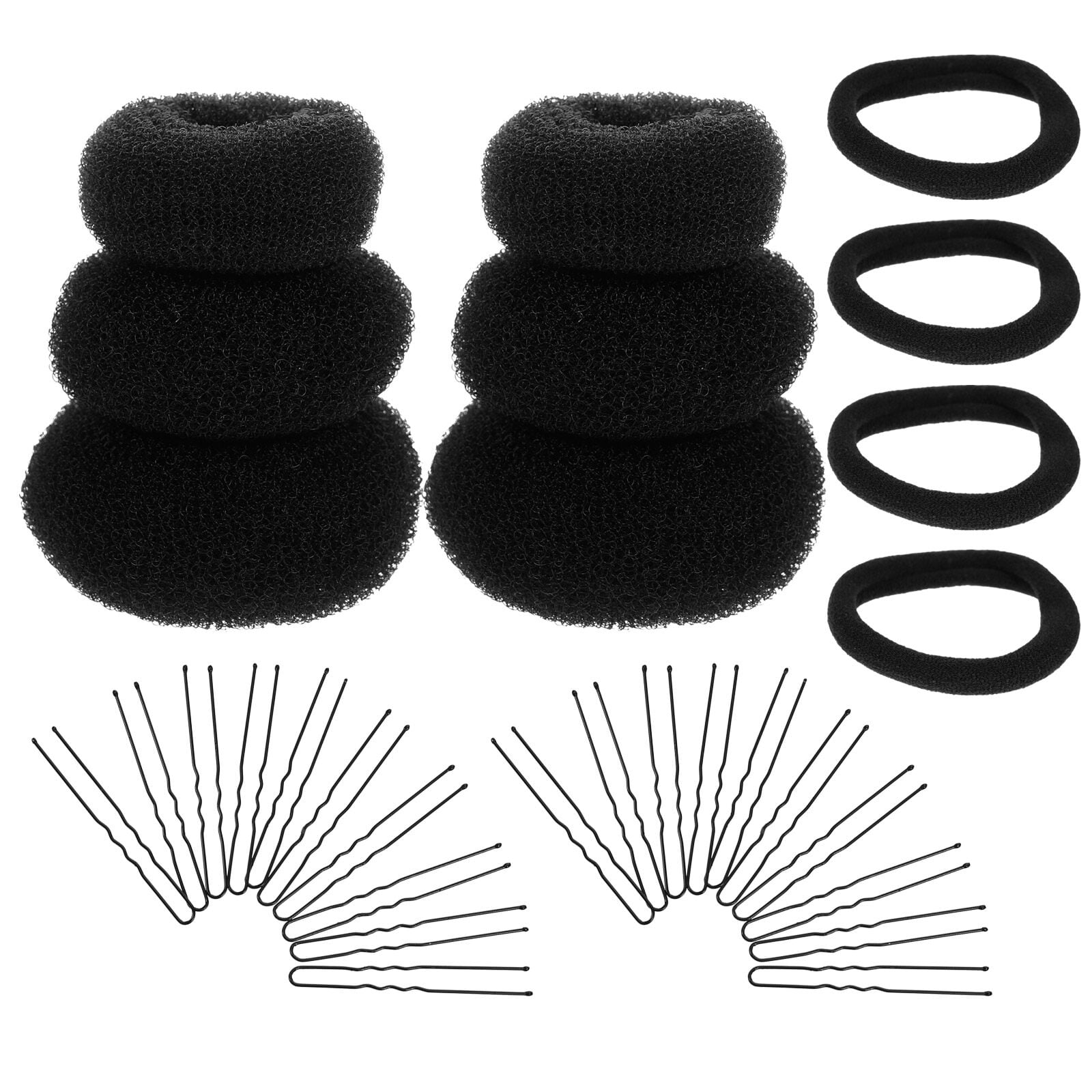 unbranded 2 Sets DIY Hair Tools Modelling Kit Hairnets Donut Bun Rings ...