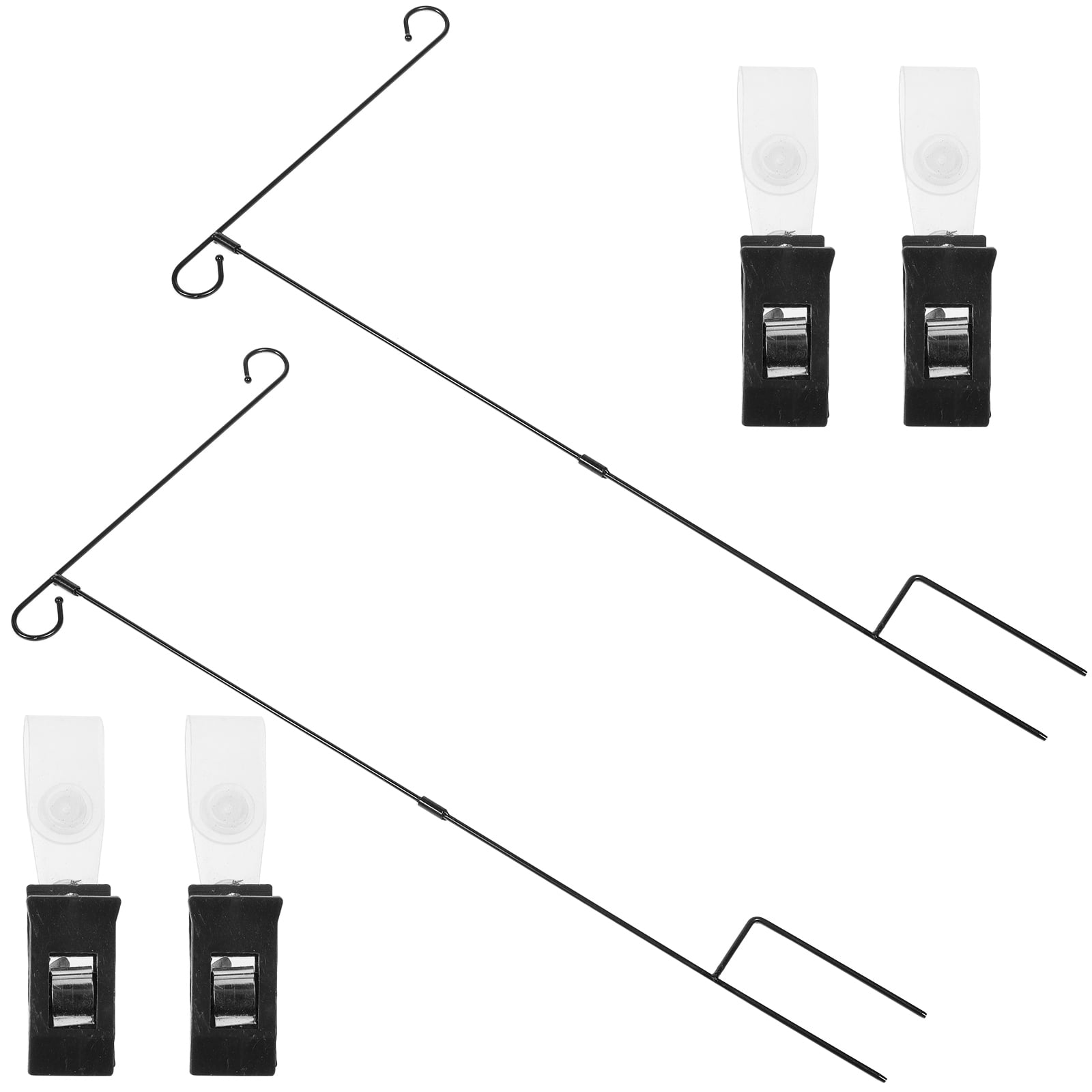 unbranded 2 Sets Flag Pole Garden Post Black Wrought Iron Patio 2pcs ...