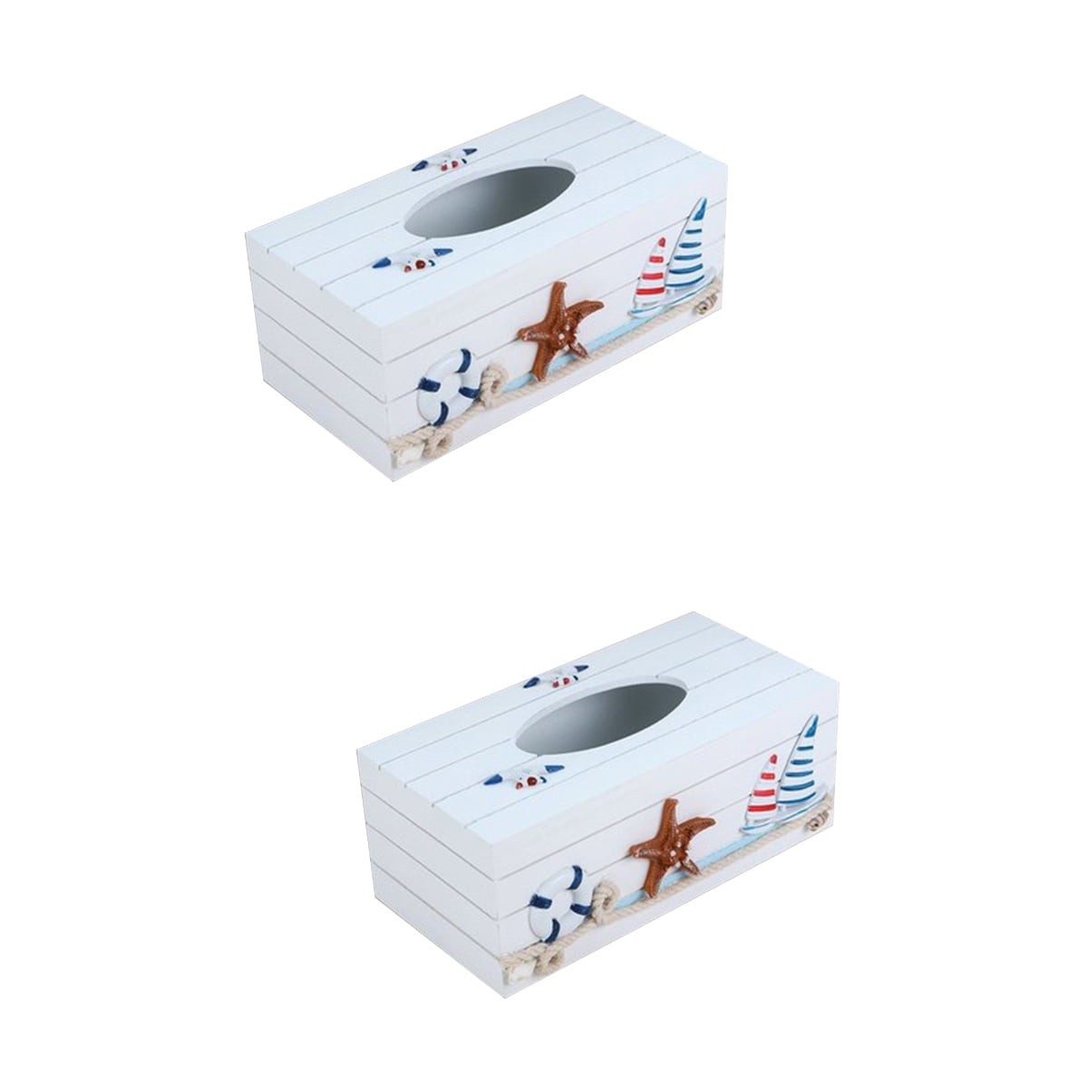 unbranded 2 pcs Mediterranean Decorative Tissue Box Wooden Crafts ...