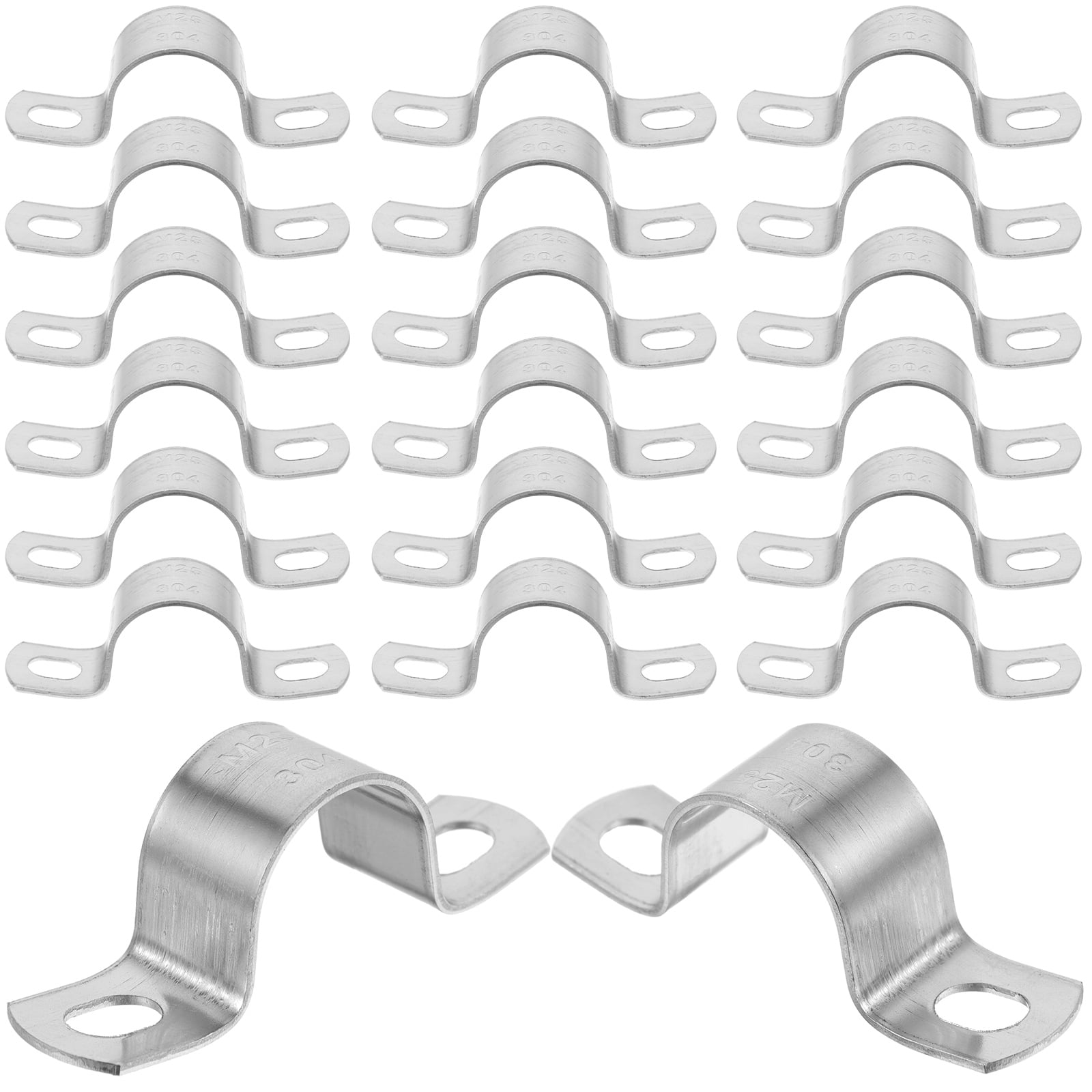 unbranded 20 Pcs Double Wire Clamp Stainless Steel Pipe Clamp Pipeline ...