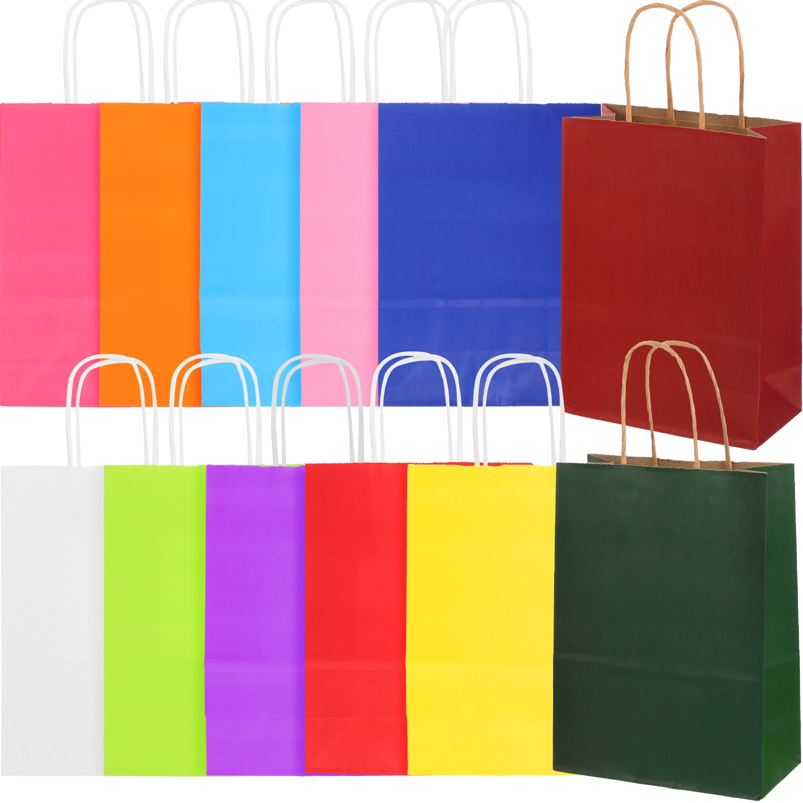 unbranded 24 Pcs Color Paper Bag Tote Bags Reusable Baggies Grocery ...