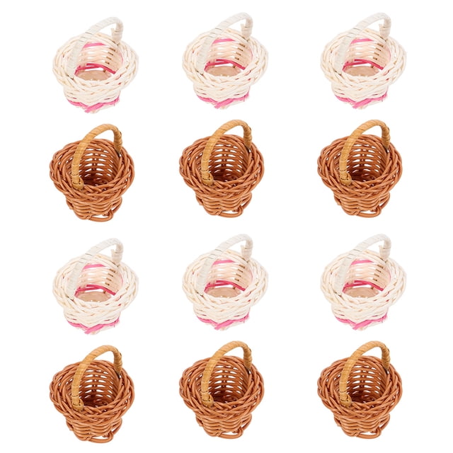 unbranded 24 Pcs Mini Woven Flower Basket Decors Shopping Baskets ...
