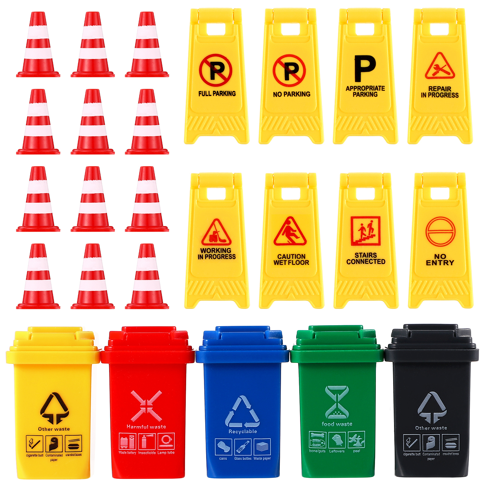 unbranded 25 Pcs Play Traffic Signs Toys for Kids Road Warning Signs ...