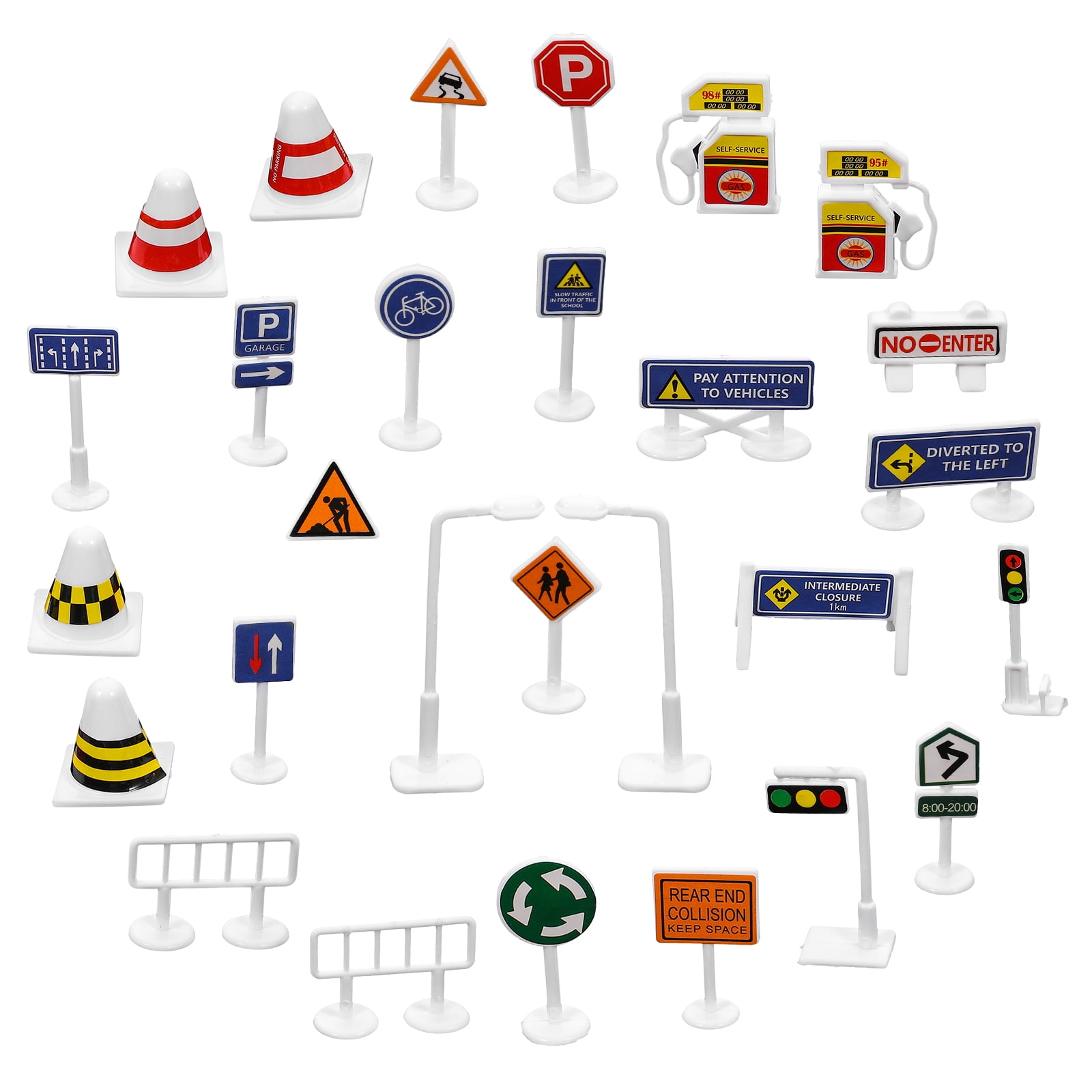 KALLORY Roadblock Toys Traffic Sign Models Realistic Design 28Pcs Plastic - Walmart.com