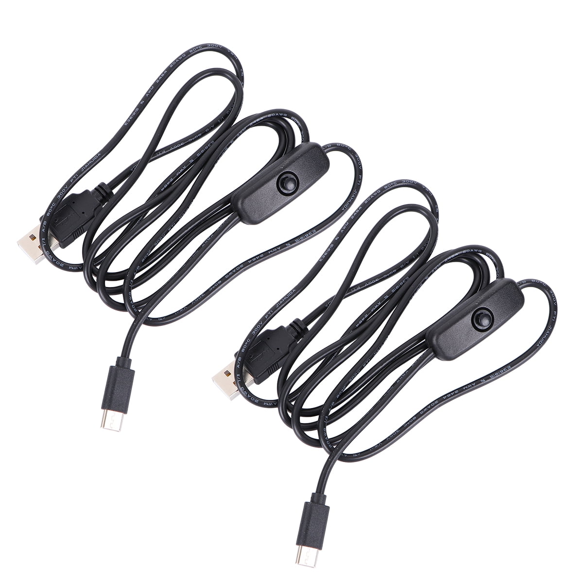 unbranded 2Pc 1.5M 3A USB Type- Cable with ON/OFF Button Supply Wire ...