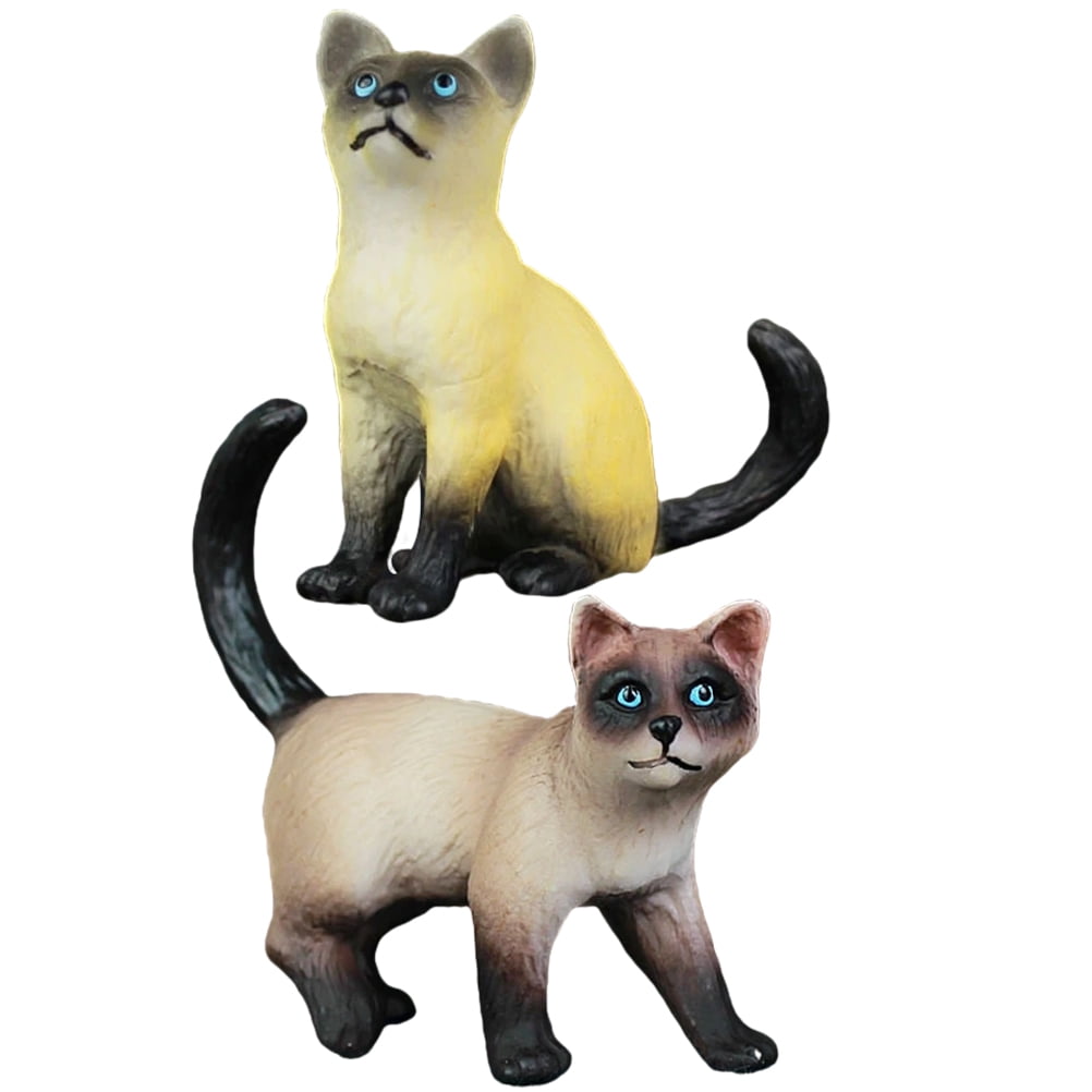 unbranded 2Pcs Faux Cat Sculptures Craft Cat Adornments Miniature Cat ...