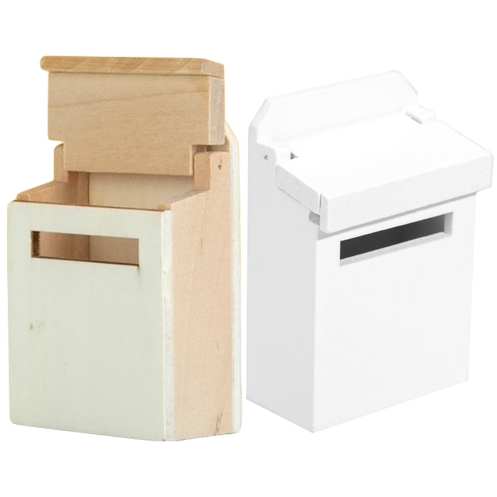 unbranded 2Pcs Mini Wooden Mailbox Craft Mini Mailbox Adornment Mini ...