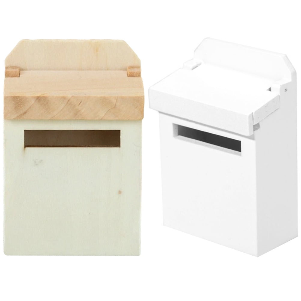 unbranded 2Pcs Mini Wooden Mailbox Craft Mini Mailbox Adornment Mini ...