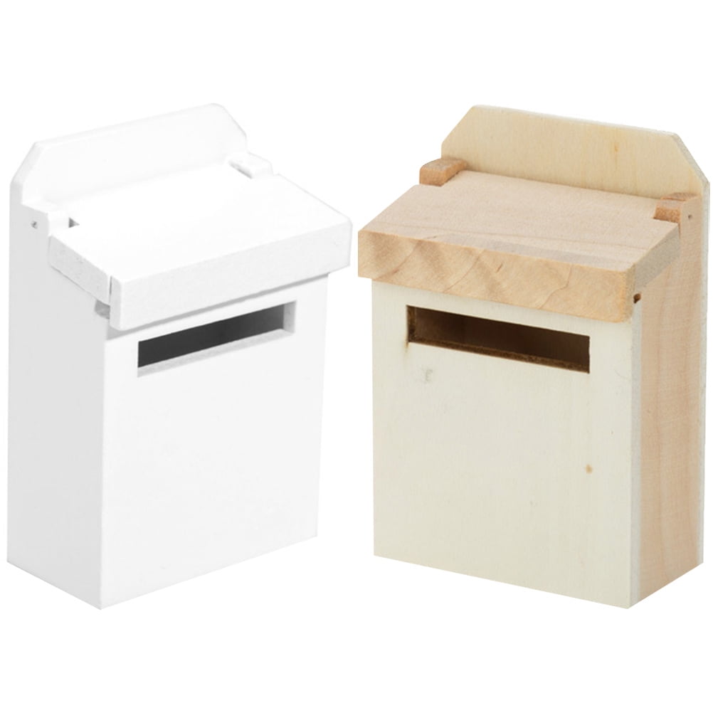 unbranded 2Pcs Mini Wooden Mailbox Craft Mini Mailbox Adornment Mini ...