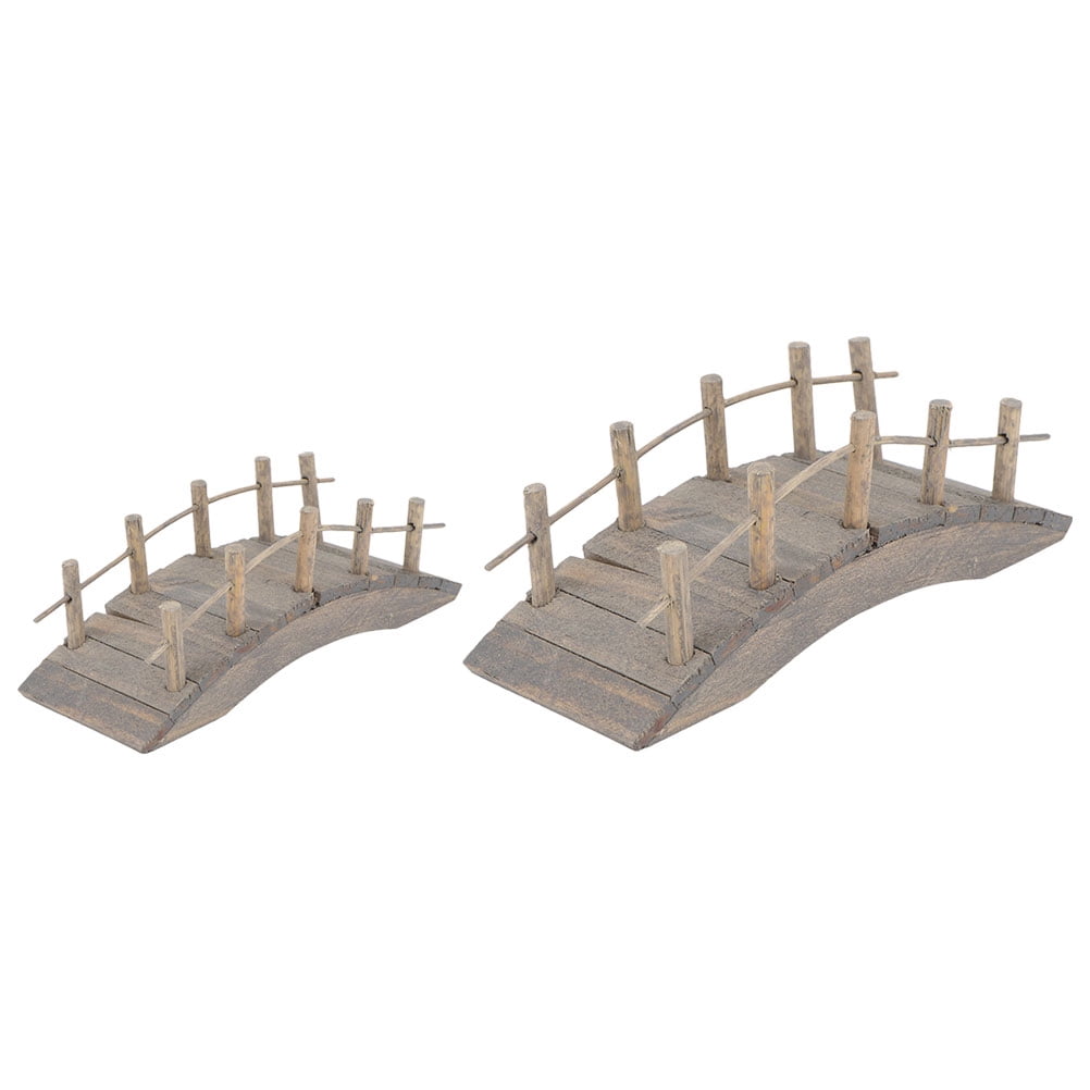 unbranded 2Pcs Tiny Wooden Bridge Figurine Mini Arch Bridge Model Micro ...