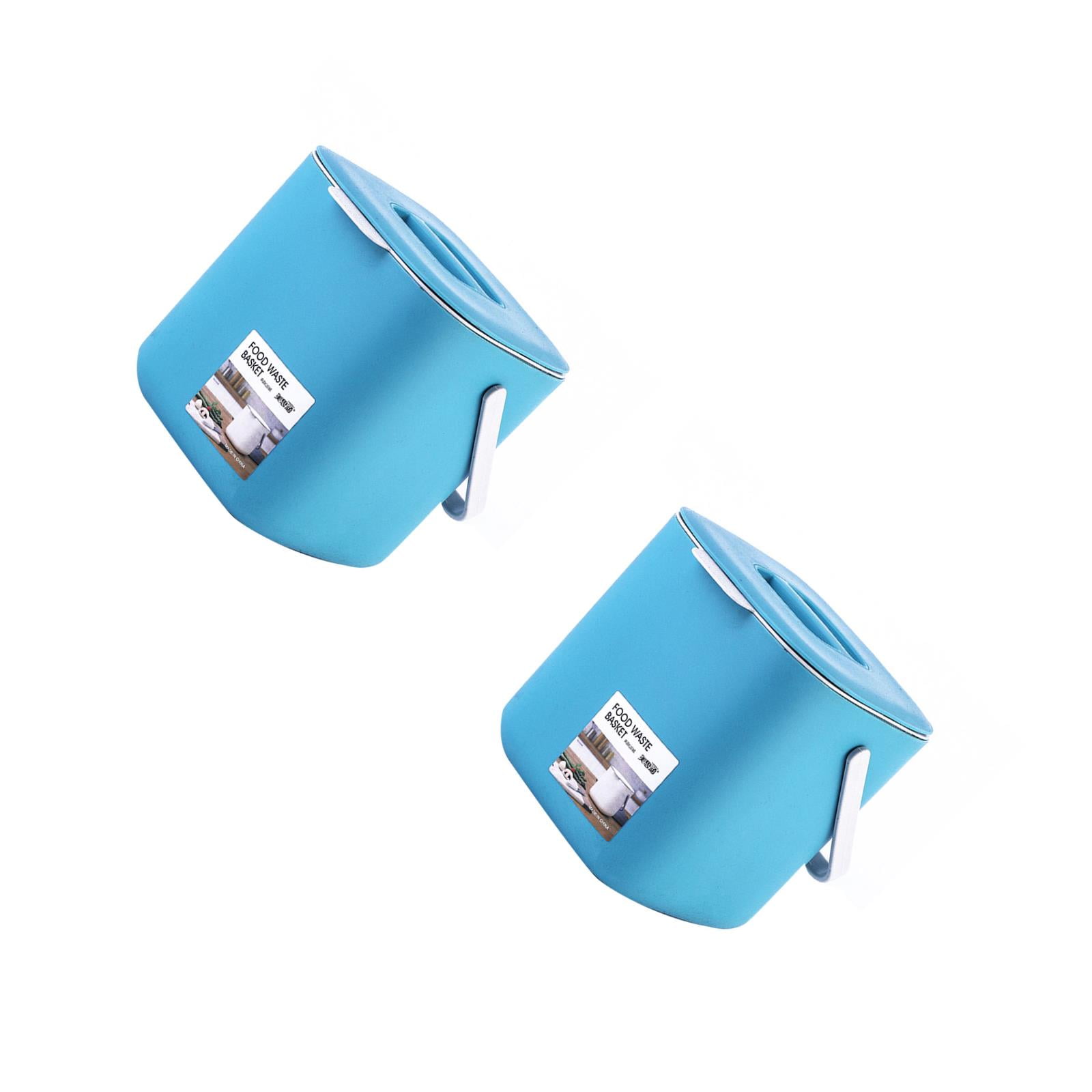 unbranded 2pcs Blue Small Garbage Trash Can with Lid Kitchen Waste Bin ...
