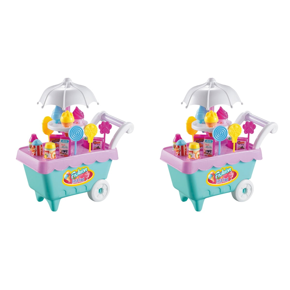 unbranded 2pcs Ice Cream Candy Cart Pretend Play Food Dessert Food ...