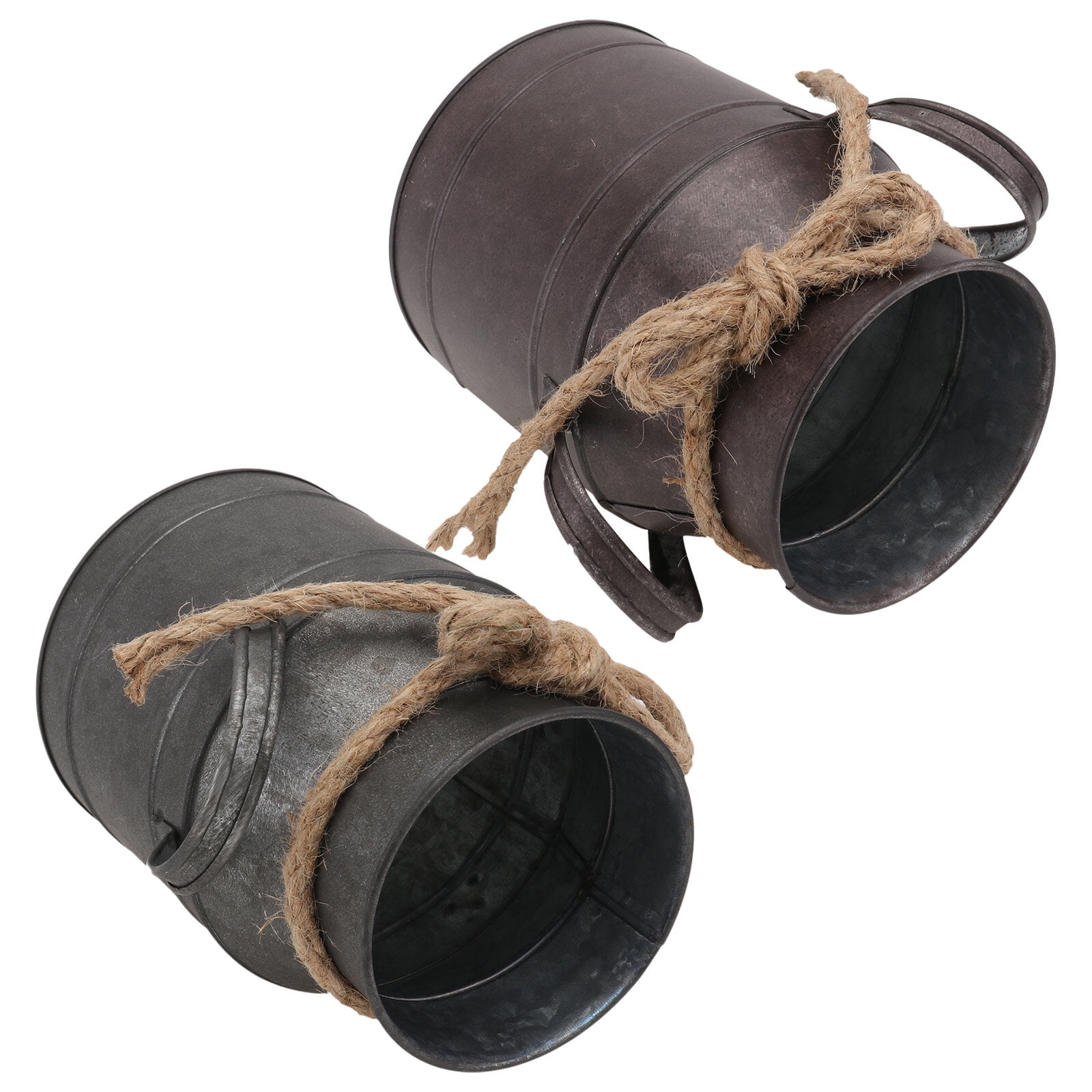 WEAVILUX Metal Flower Bucket Iron Plant Container Assorted Color 2Pcs ...