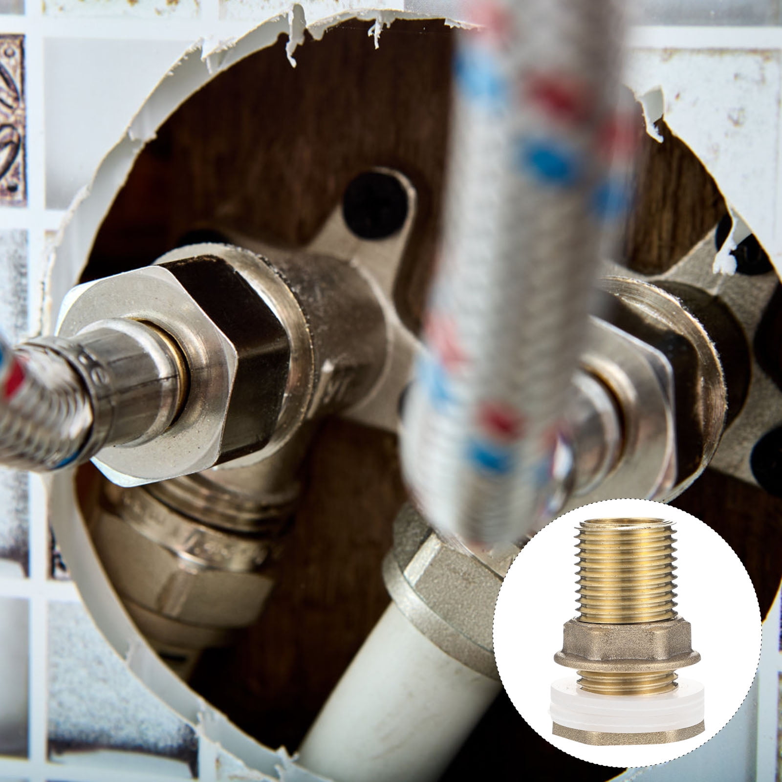 unbranded 2pcs Tank Fittings 3/8" Female 1/2" Male Threaded Bulkhead Fitting Brass Hose Adapters ...