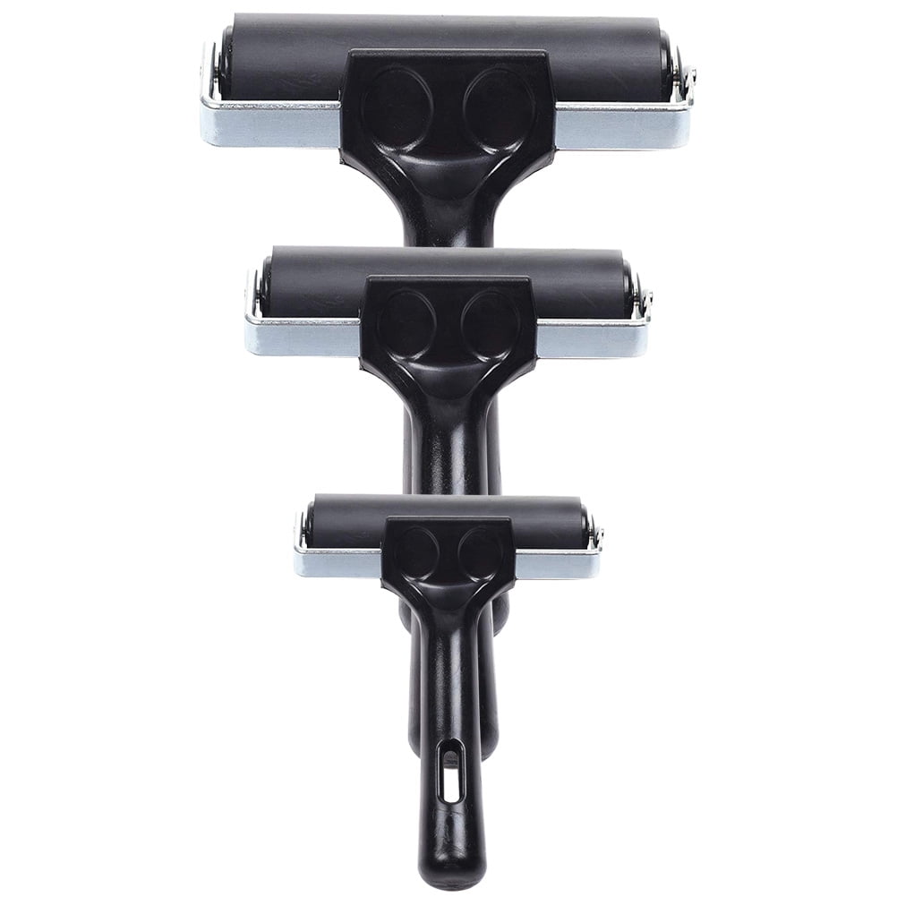 unbranded 3 Pcs Steel Frame Rubber Roller Banding Linoleum Kit Rollers ...