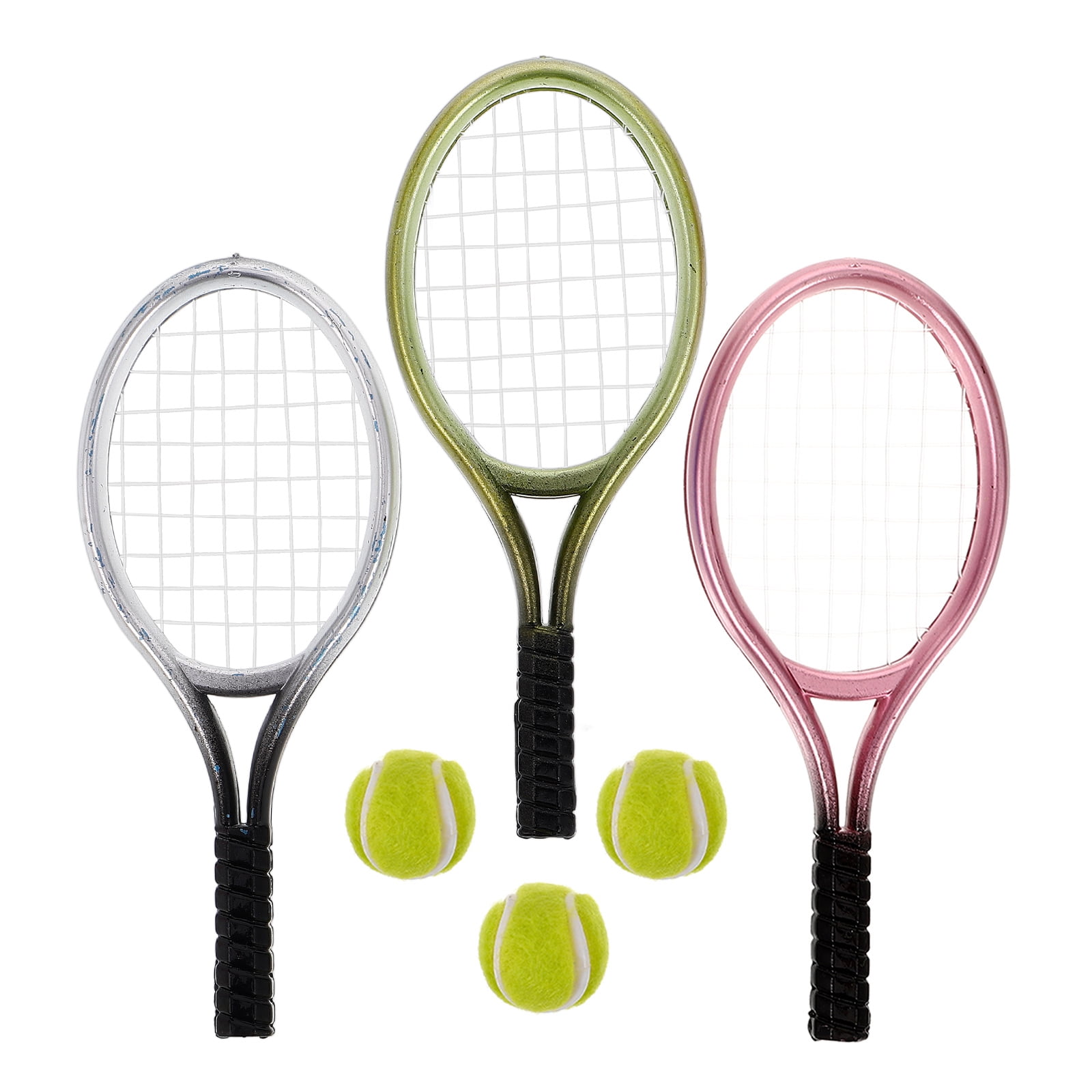 Milisten Ornamental Tennis Racket Model Assorted Color Plastic 3Rackets ...