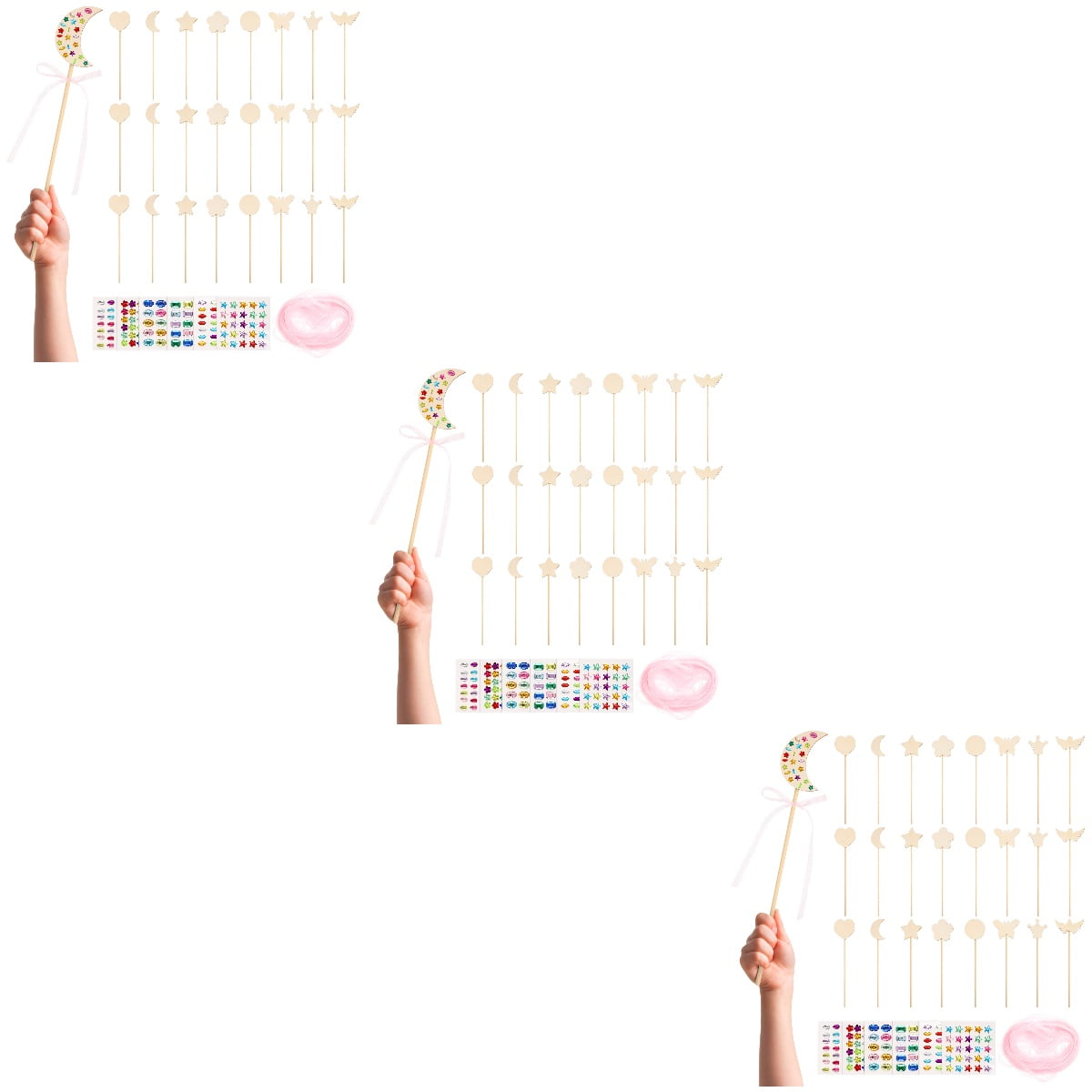 unbranded 3 Sets Fairy Wands Kit Wooden Fairy Wands Unfinished Kids DIY ...