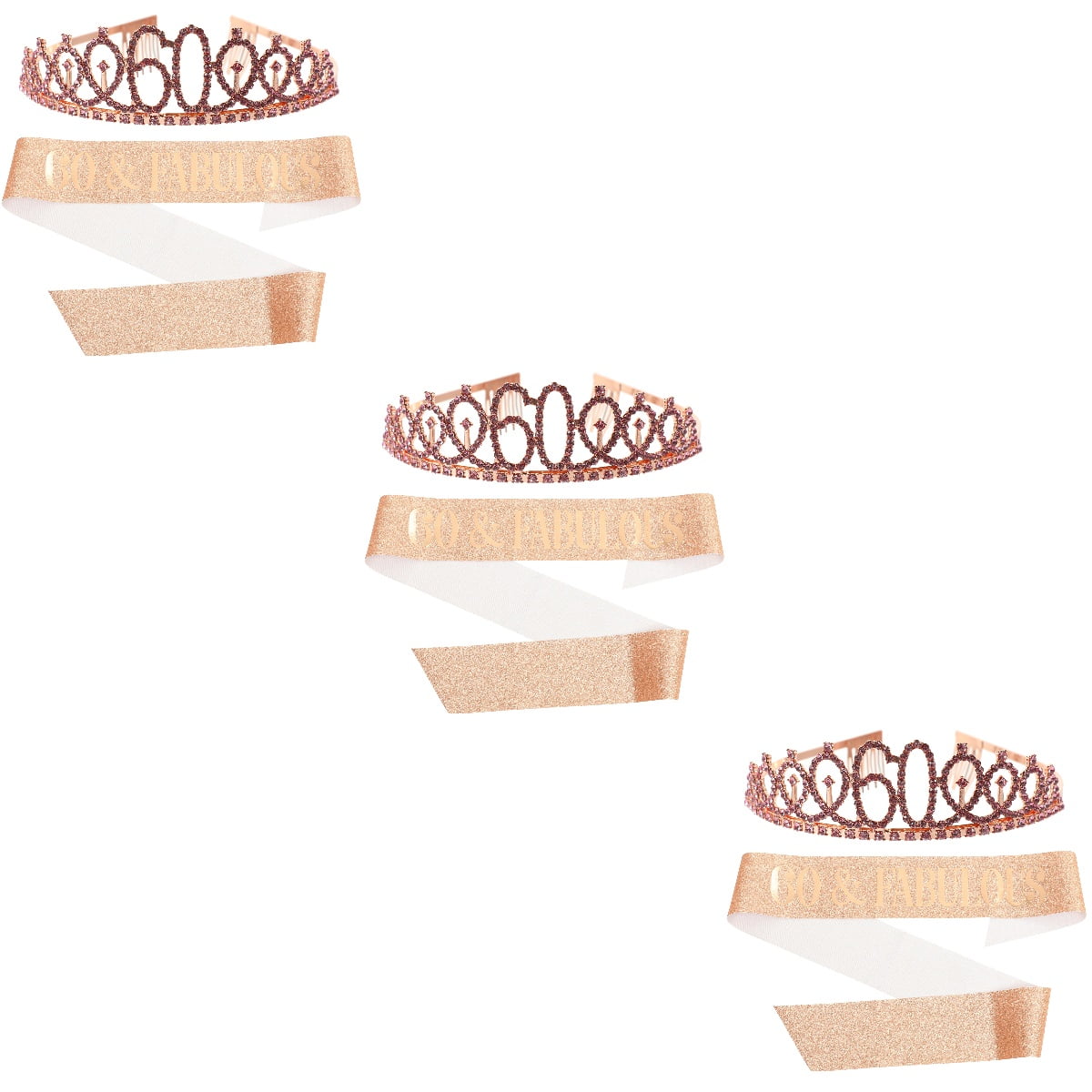 unbranded 3 Sets Female Birthday Crown Sash Decorative Sash Headdress ...