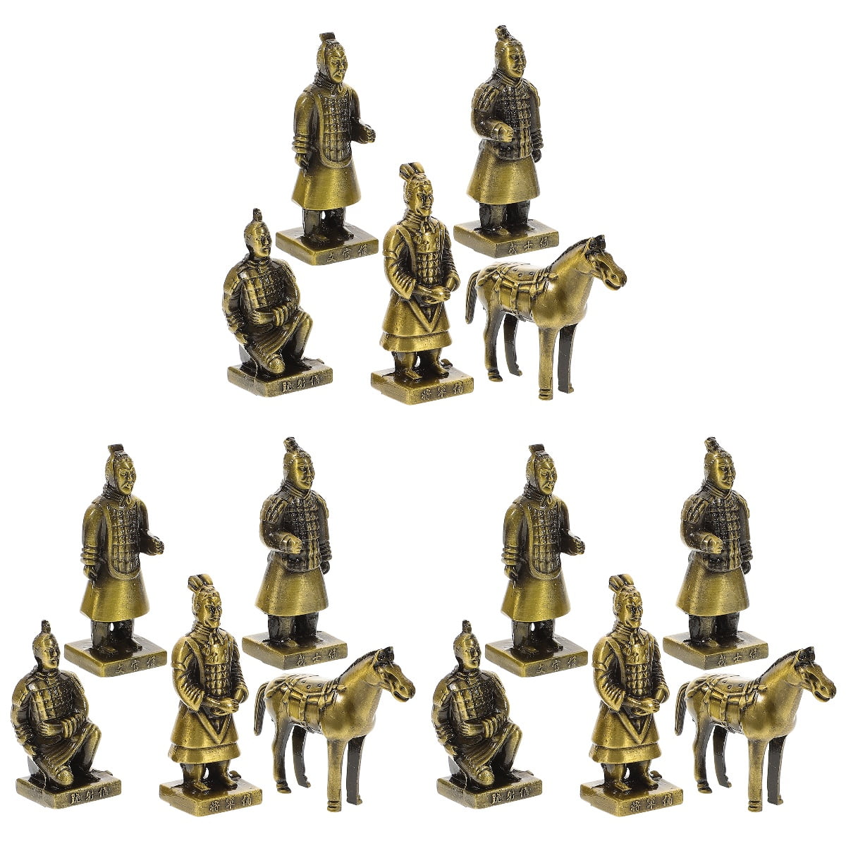 unbranded 3 Sets Metal Terracotta Warriors Statue Desktop Decoration ...